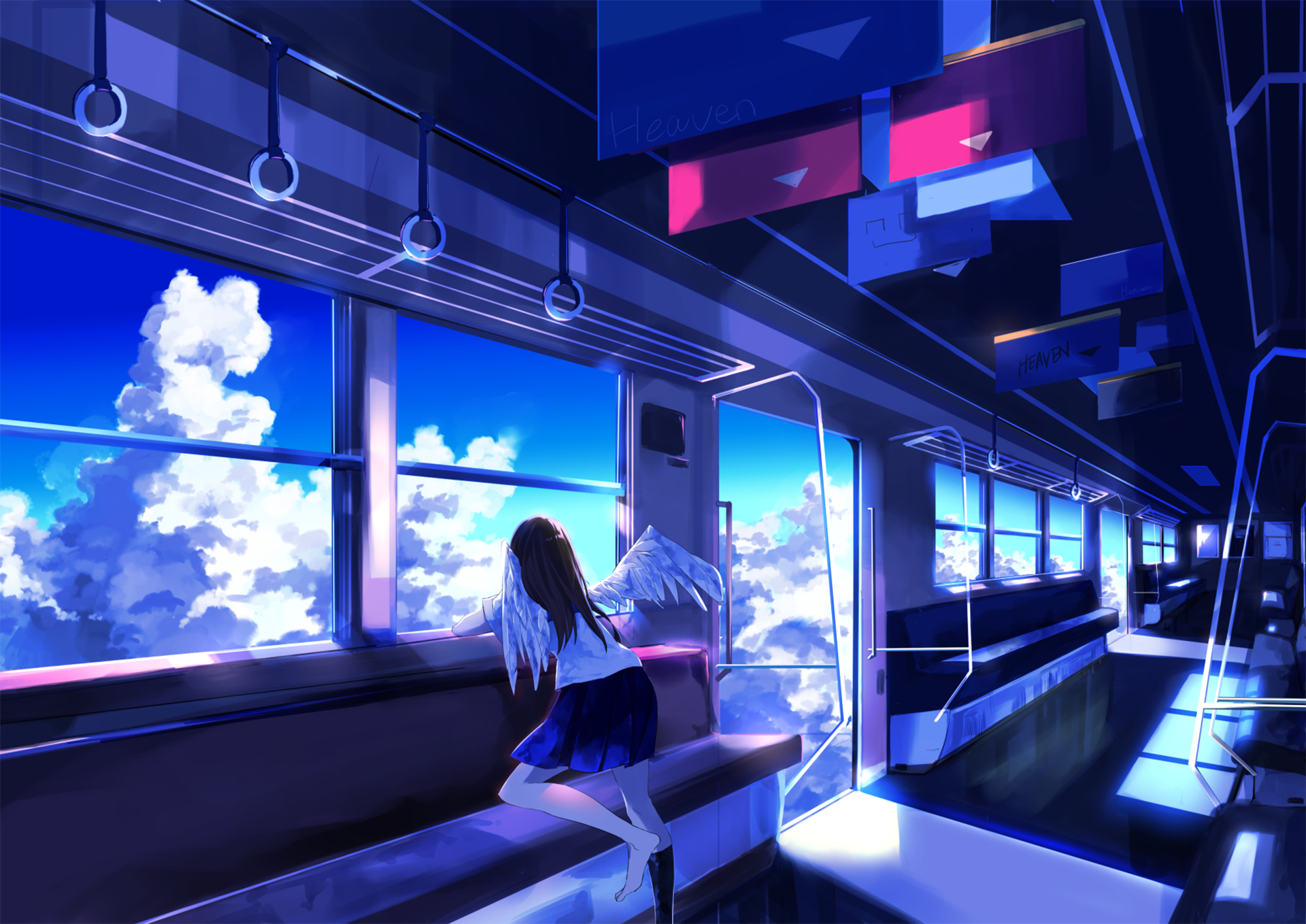 Angel's Journey on a Train - HD Anime Wallpaper