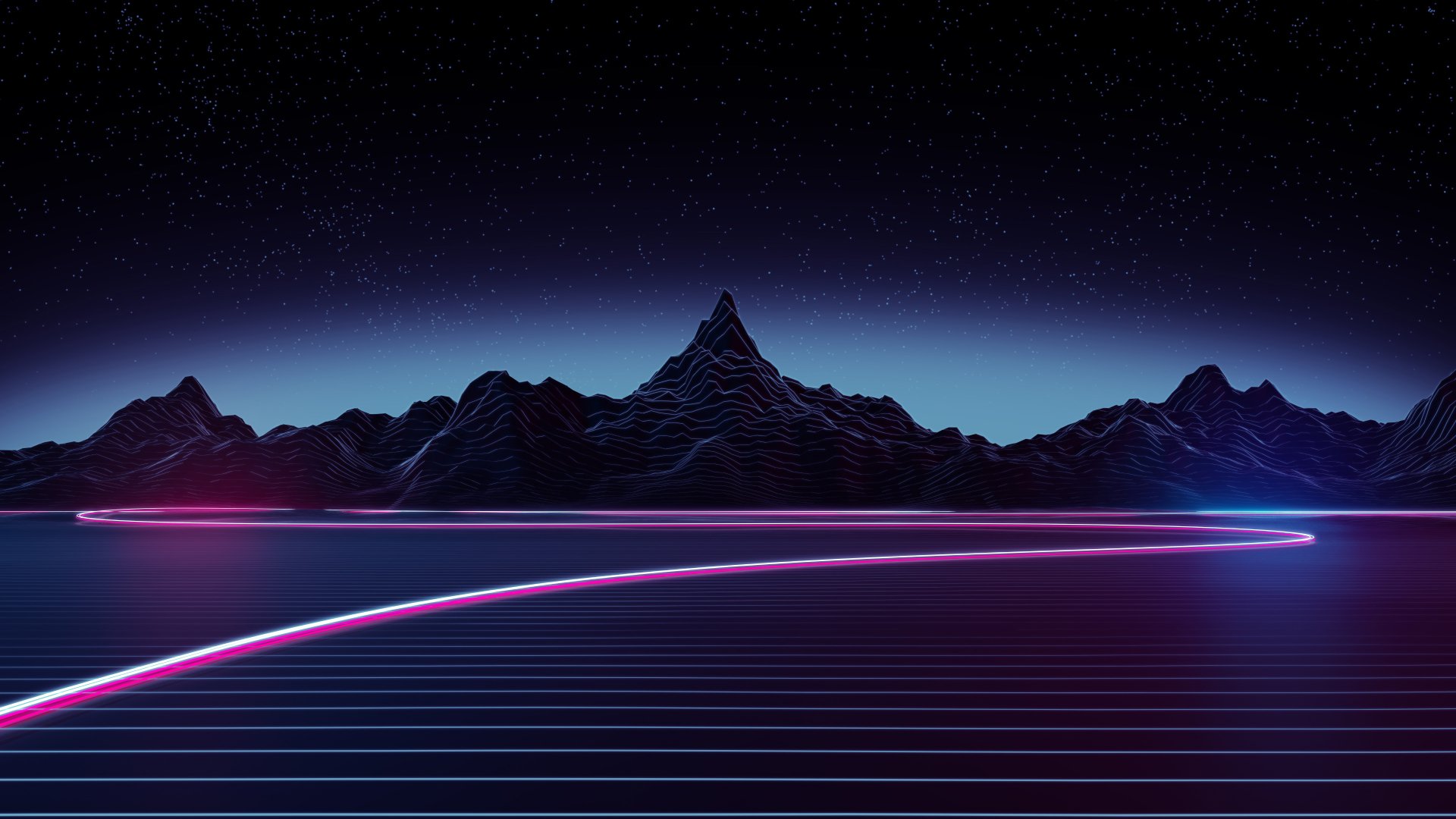 4K Ultra HD Synthwave Horizon: Artistic Retrowave Nightscape by AxiomDesign