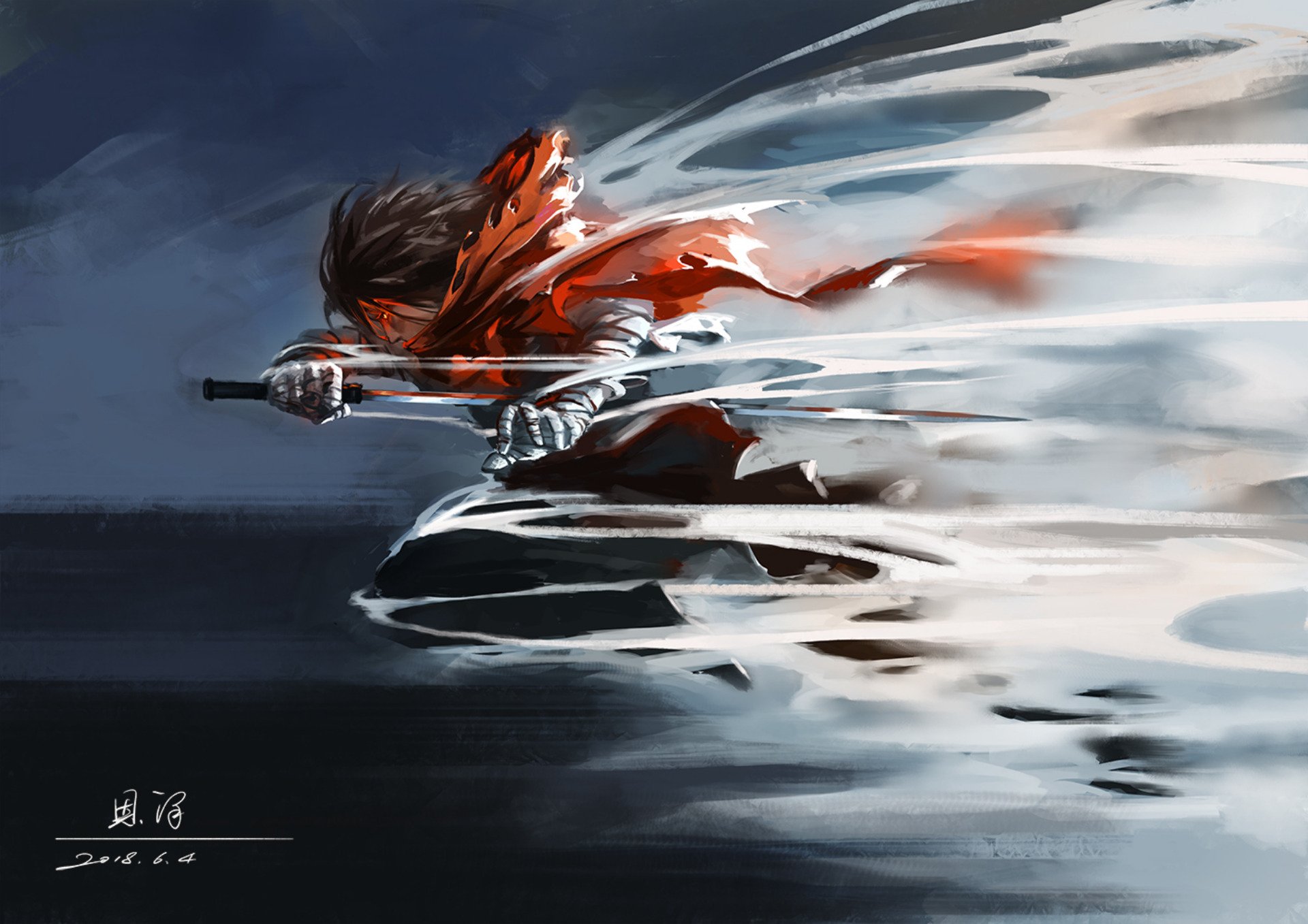 Anime Warrior: Swift Blade HD Wallpaper by 小半みるく