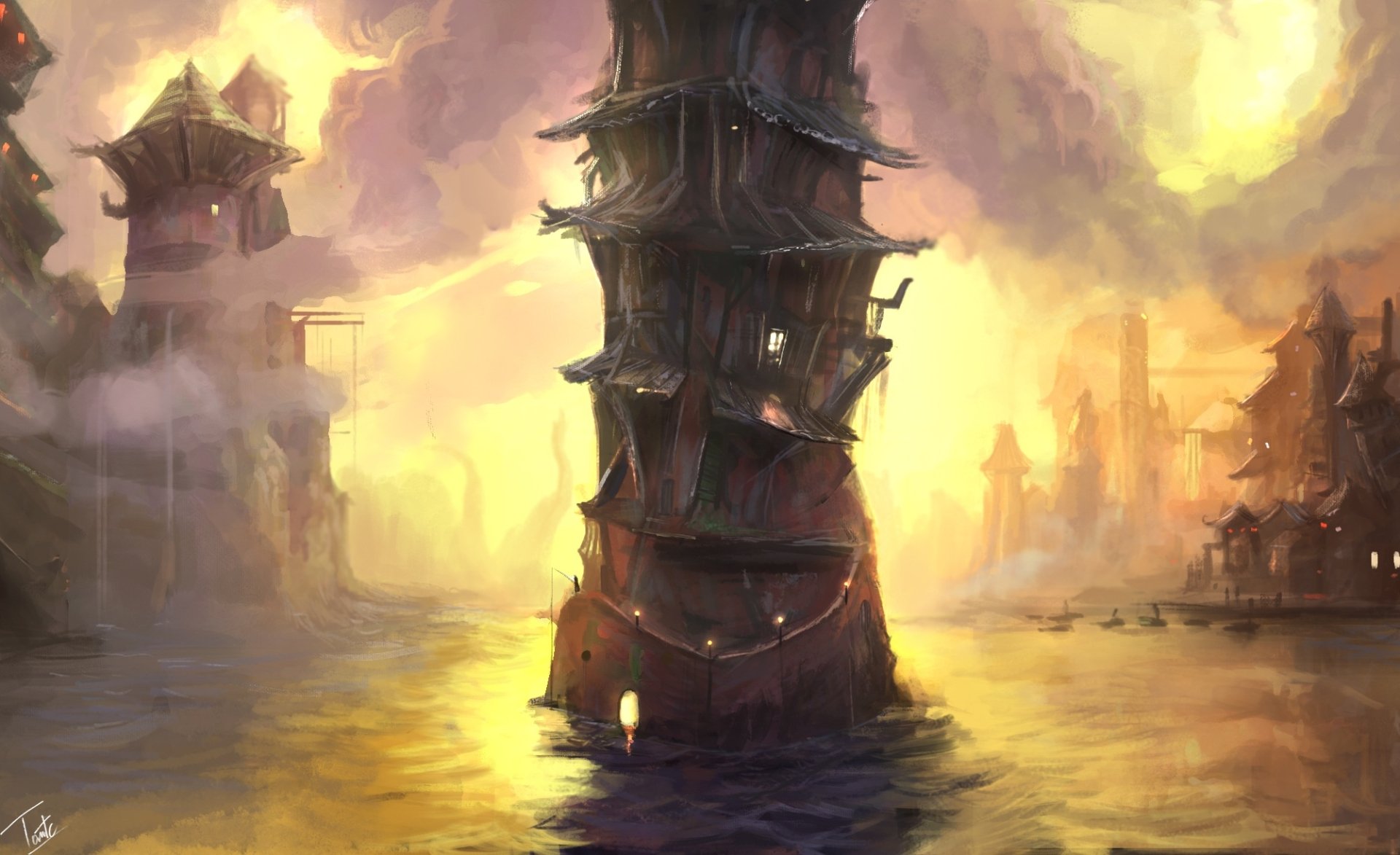 Download Fantasy Ship HD Wallpaper by Tommy Chandra | 2004x1224 ...