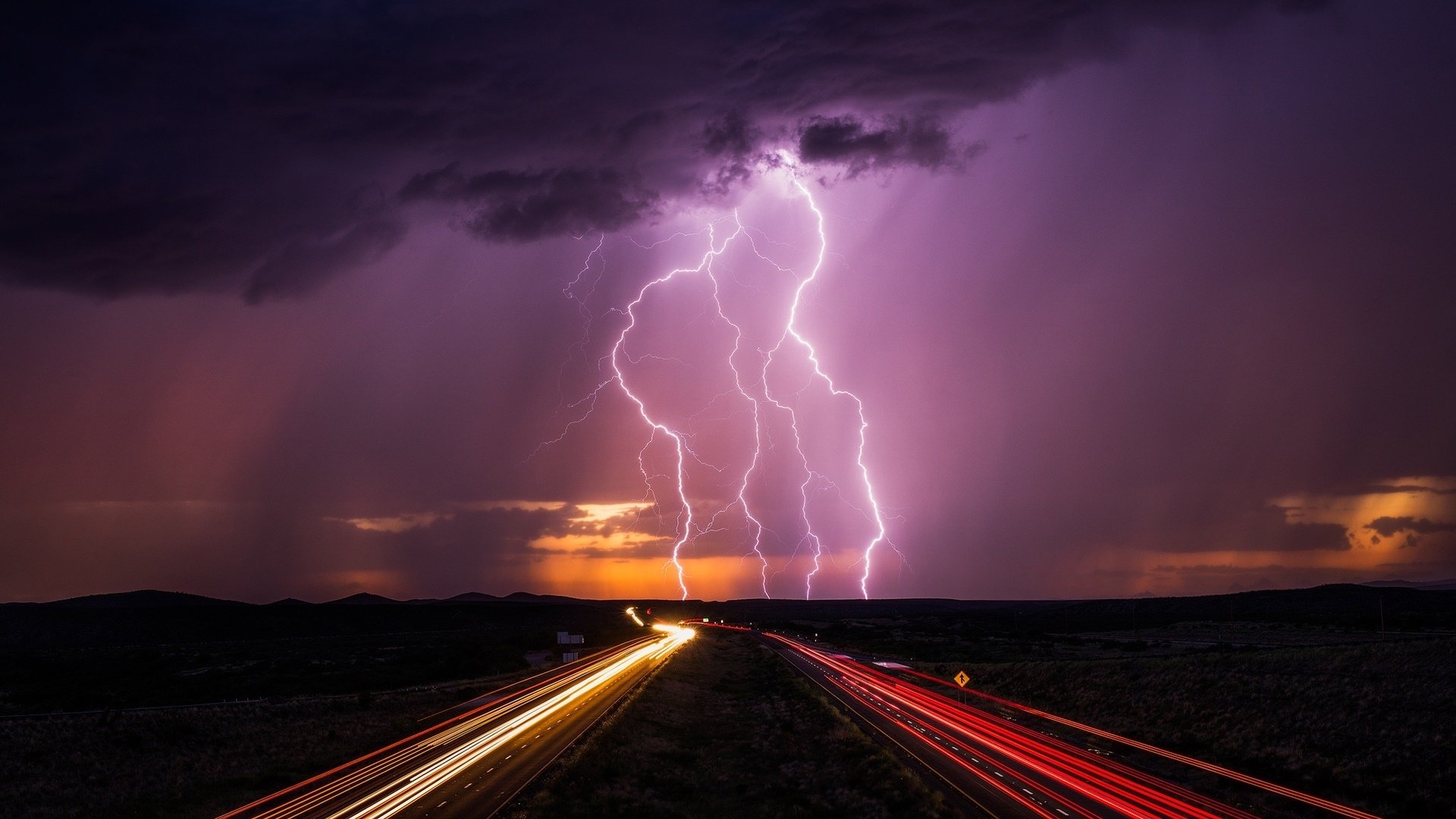 Download Road Night Cloud Storm Sky Photography Lightning HD Wallpaper