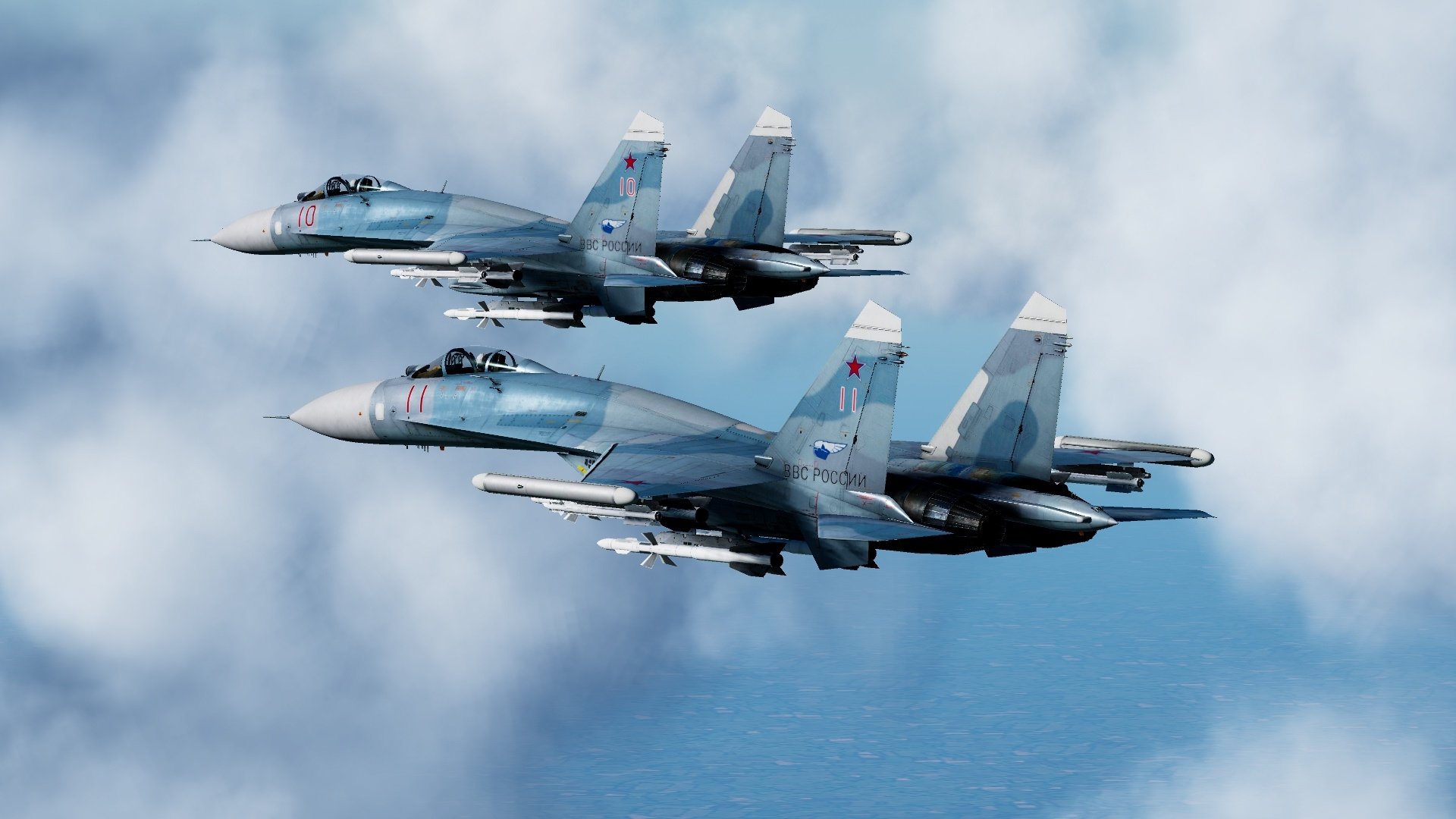 Sukhoi Su-27 Flankers in Formation — HD Military Jet Fighter Wallpaper ...