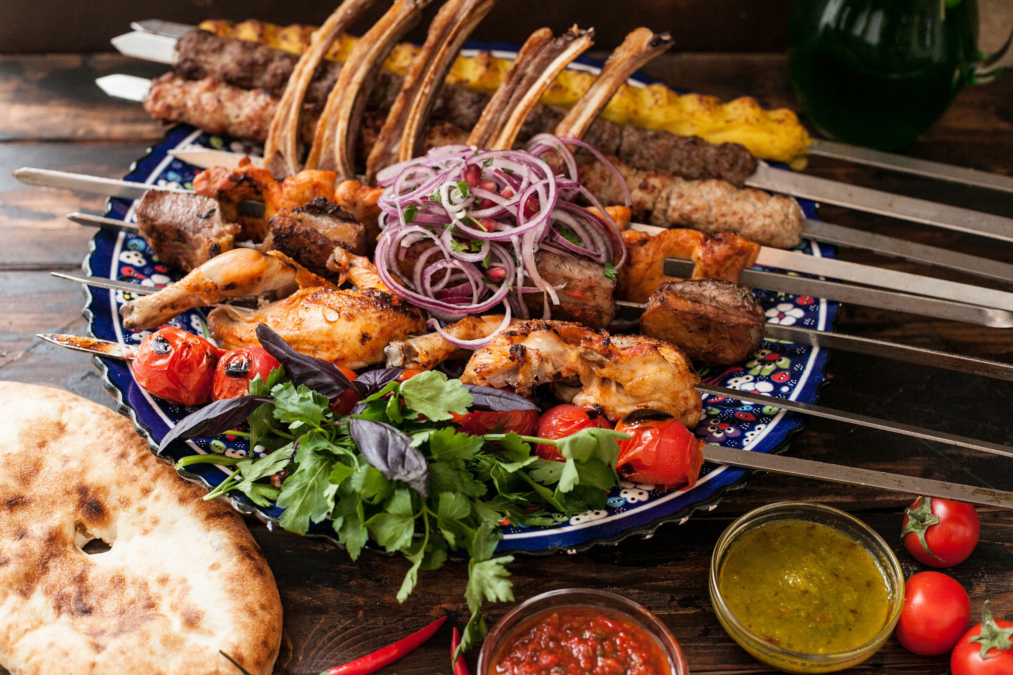 Download Still Life Meat Tomato Food Barbecue HD Wallpaper