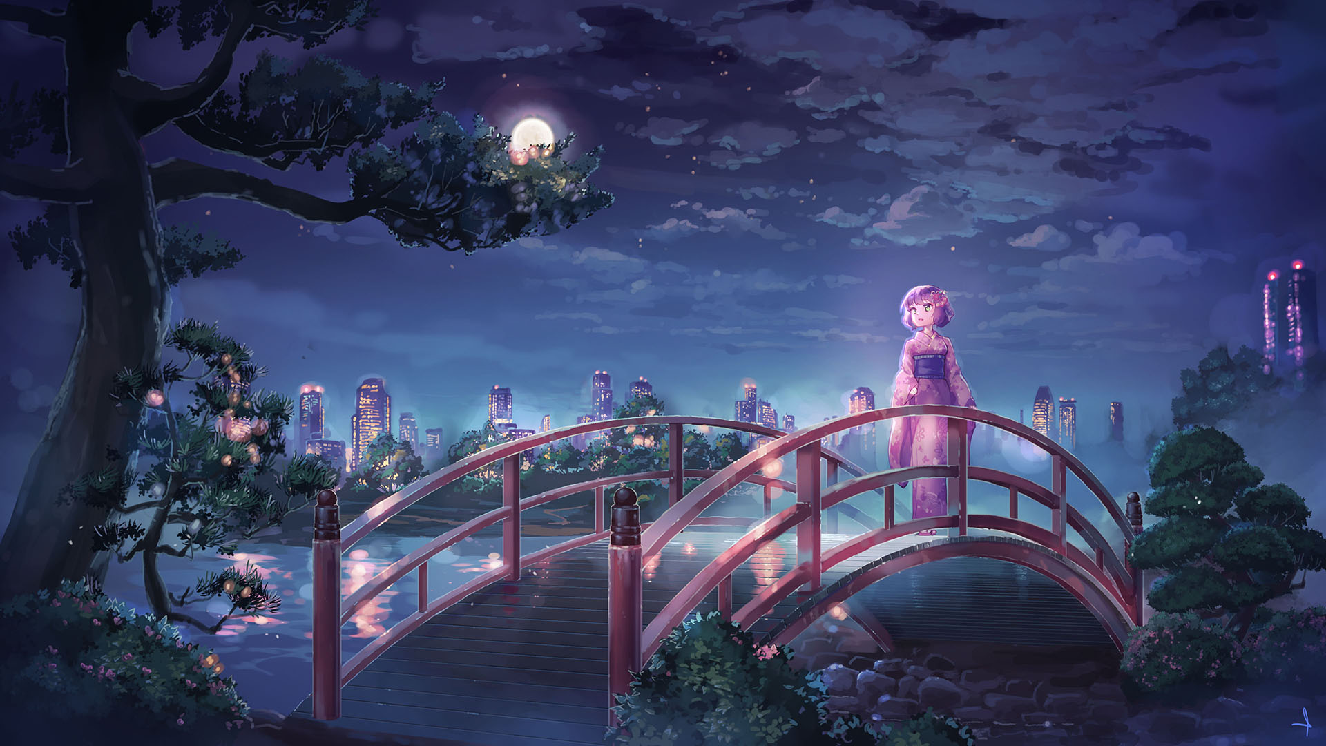 Enchanted Moonlight: Original Anime HD Wallpaper by Shijohane