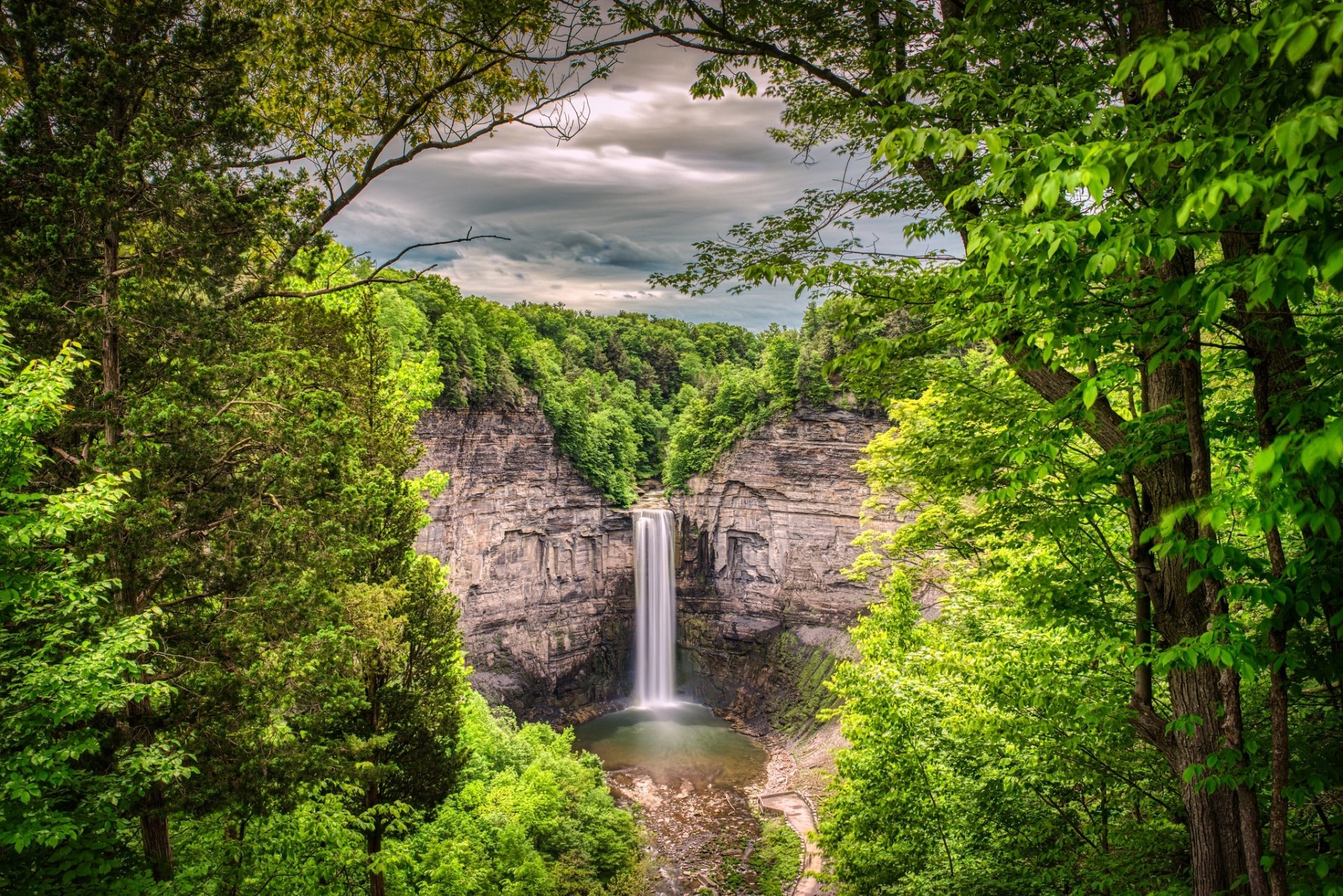 1920x1080 Waterfalls Cliffs Trees Nature Landscapes Waterfall Cliff