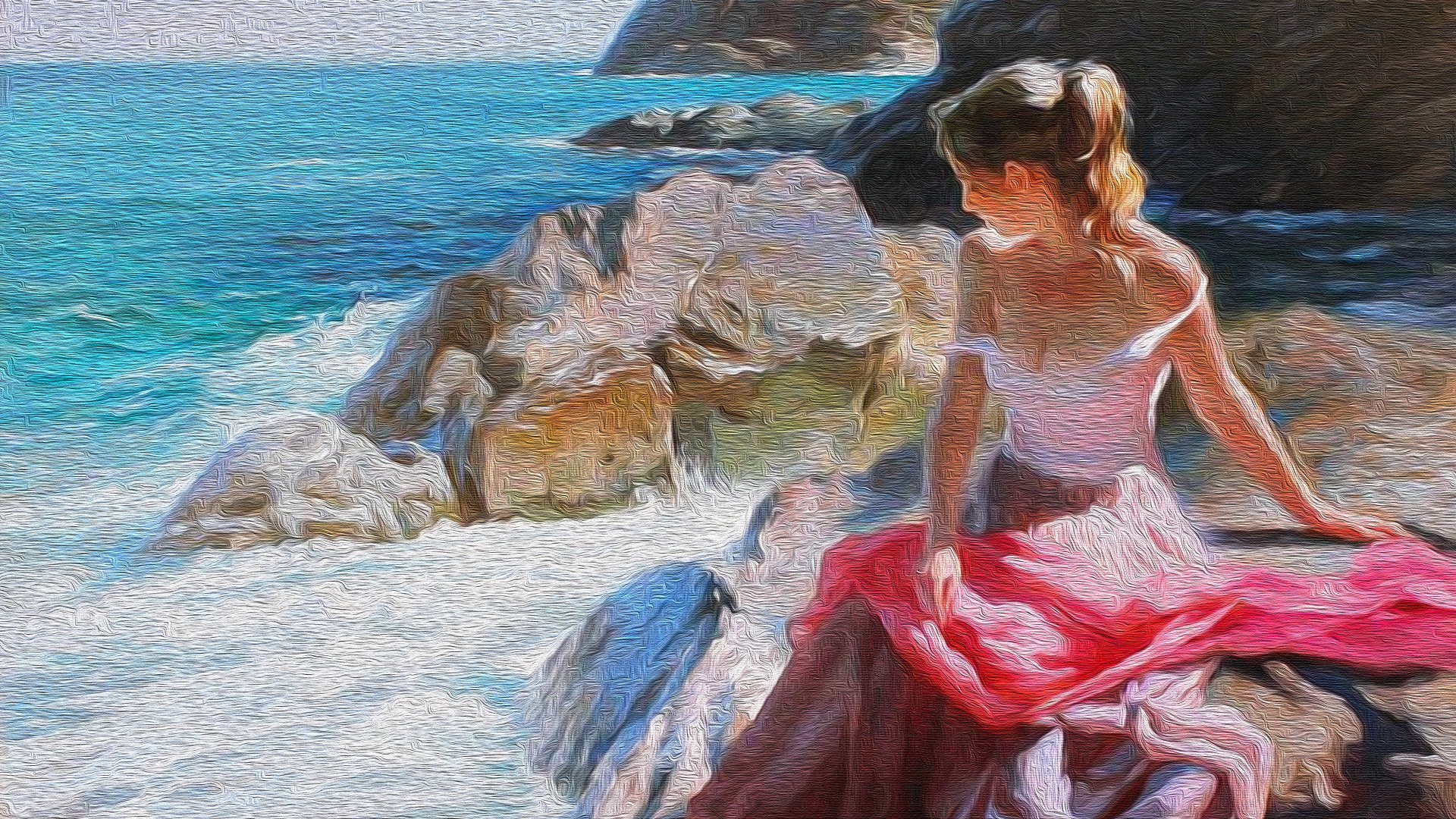 Download Sea Oil Painting Artistic Portrait 4k Ultra HD Wallpaper by ...