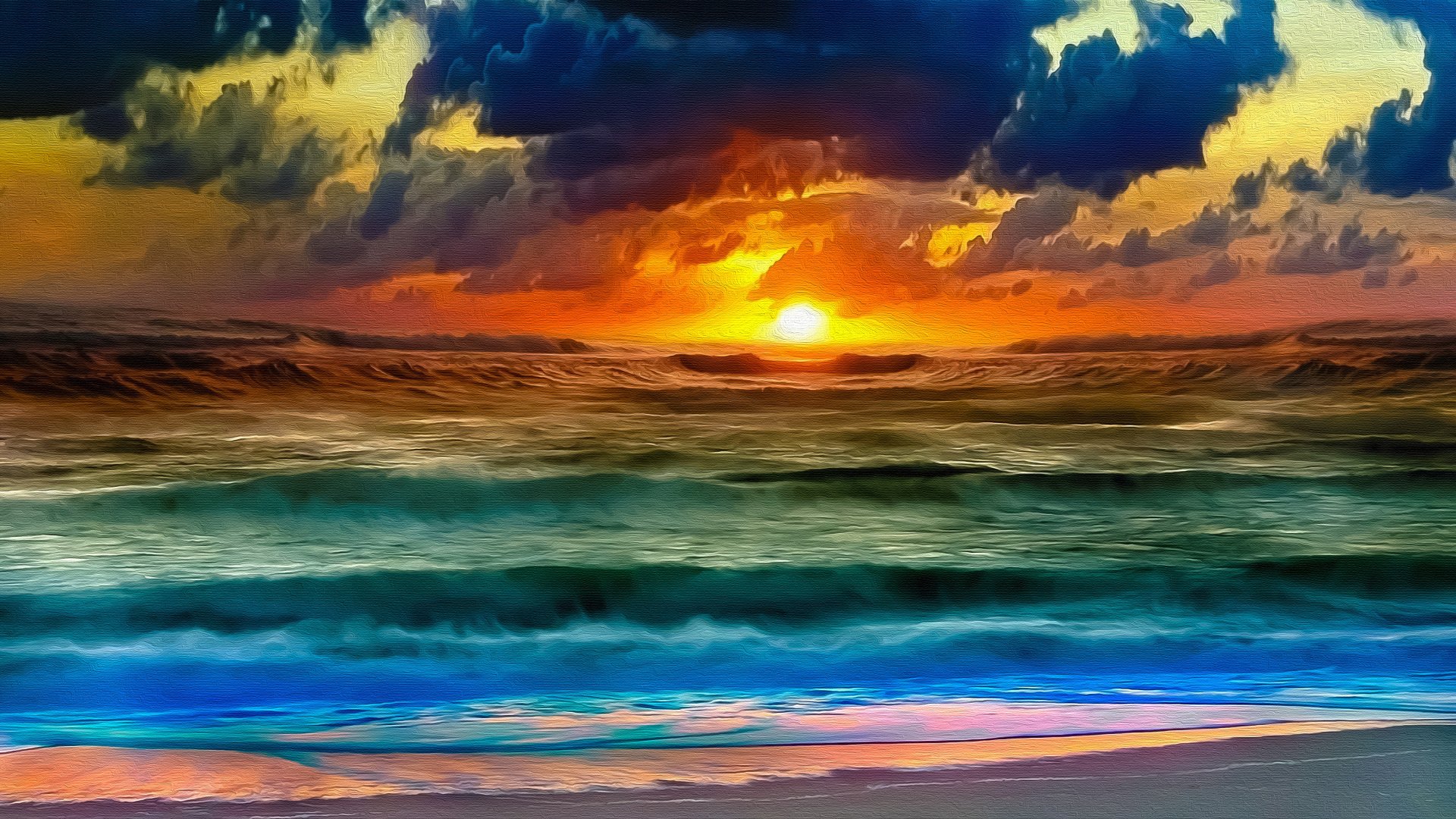 Ocean Sunset - Oil on Canvas by Manufan63