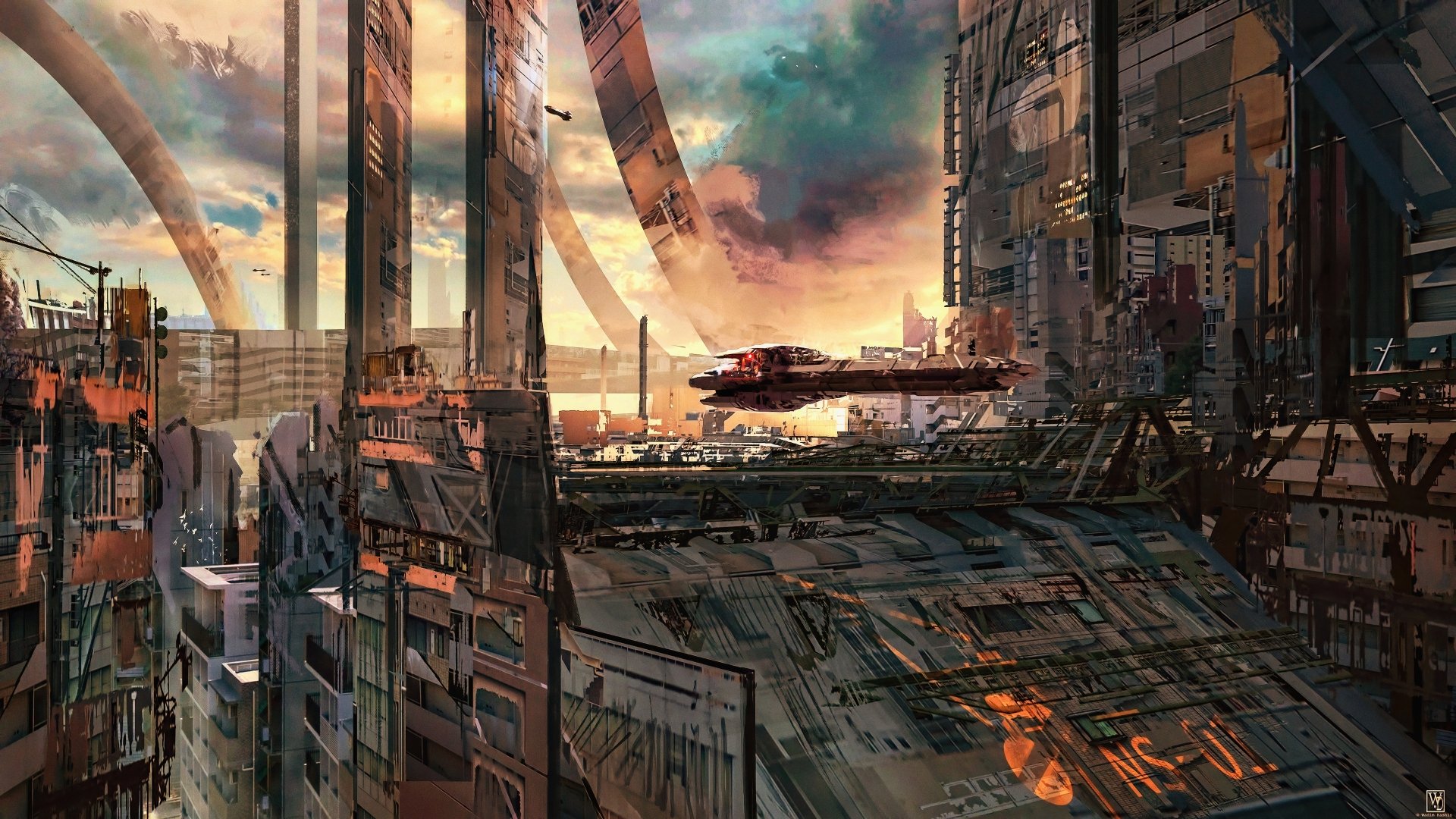 Futuristic Sci-Fi Cityscape with Spaceships | 4K Ultra HD Wallpaper by ...