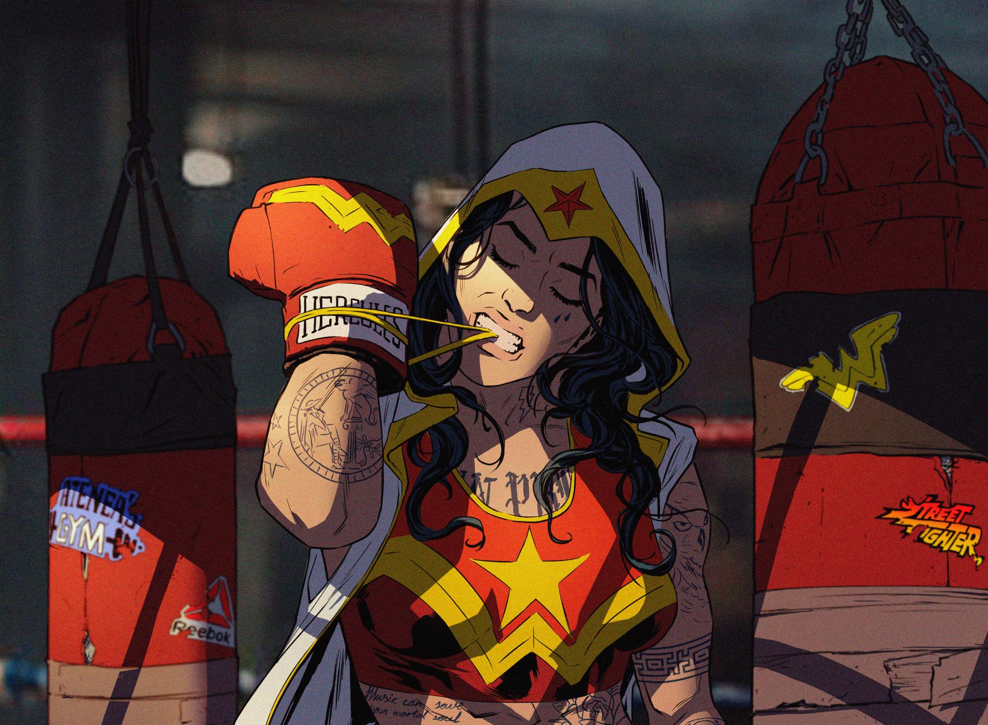 Download Boxing Black Hair Tattoo DC Comics Comic Wonder Woman HD ...
