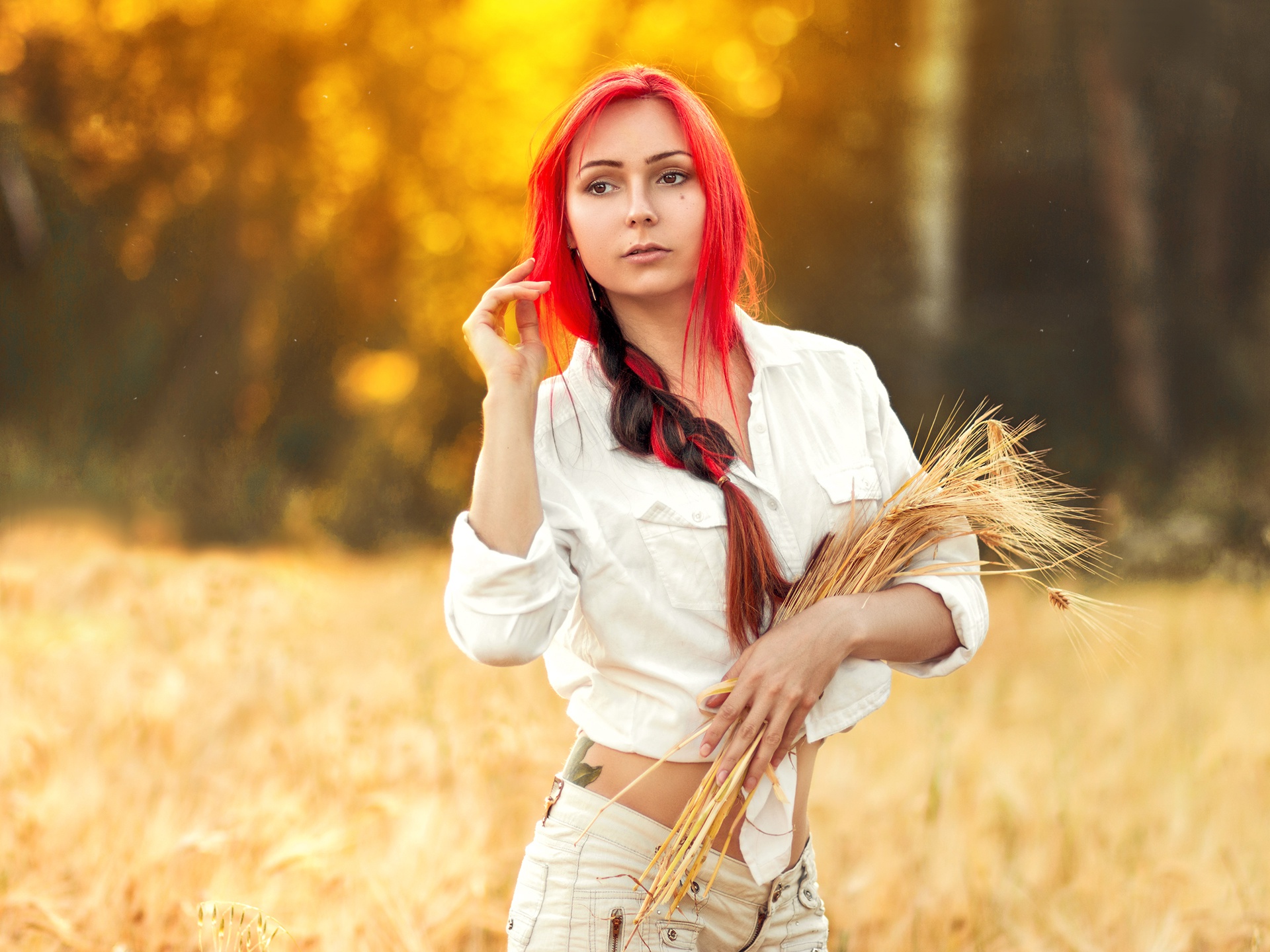 Download Pink Hair Braid Depth Of Field Woman Model HD Wallpaper by ...