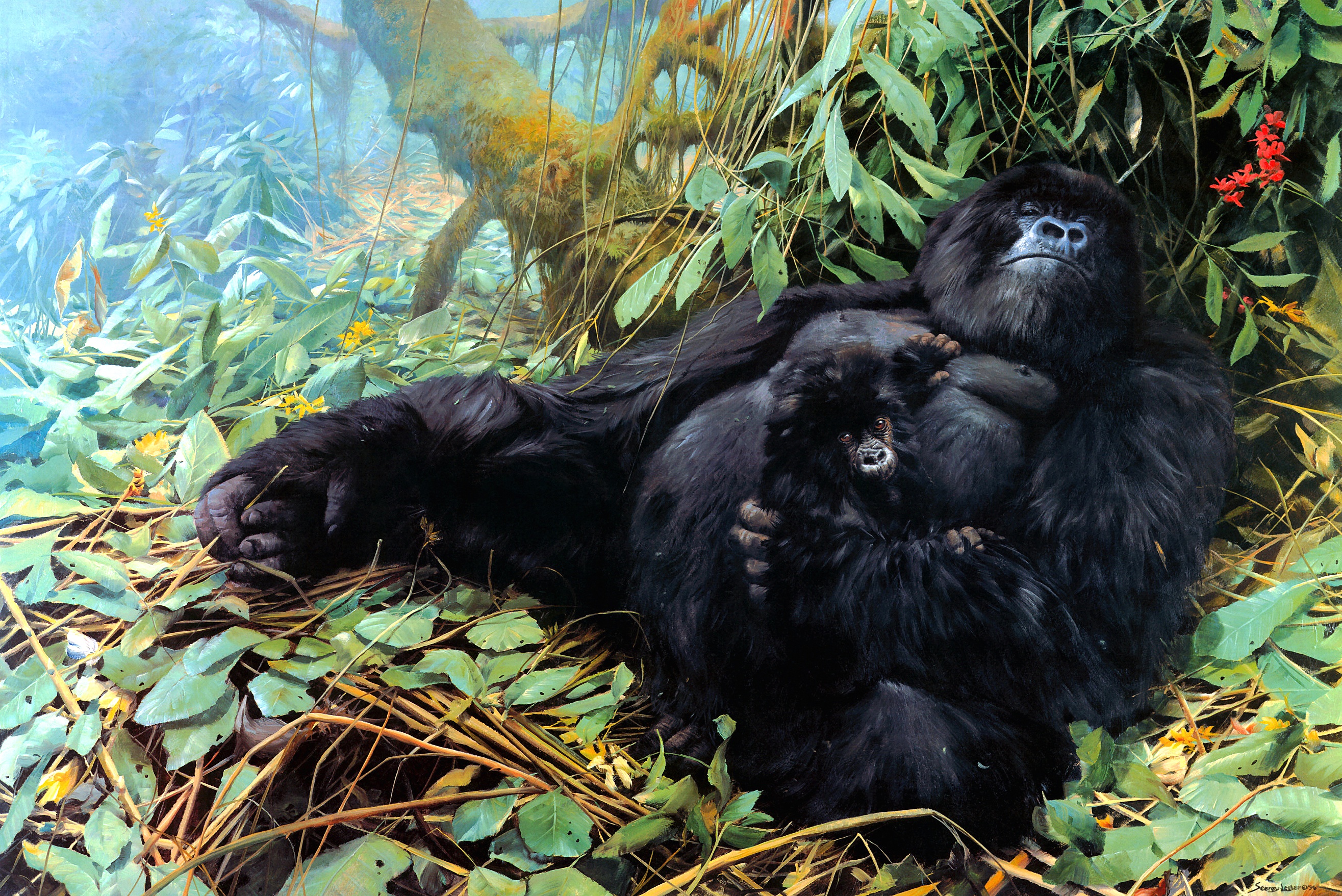 Black Gorilla Autumn Wallpaper