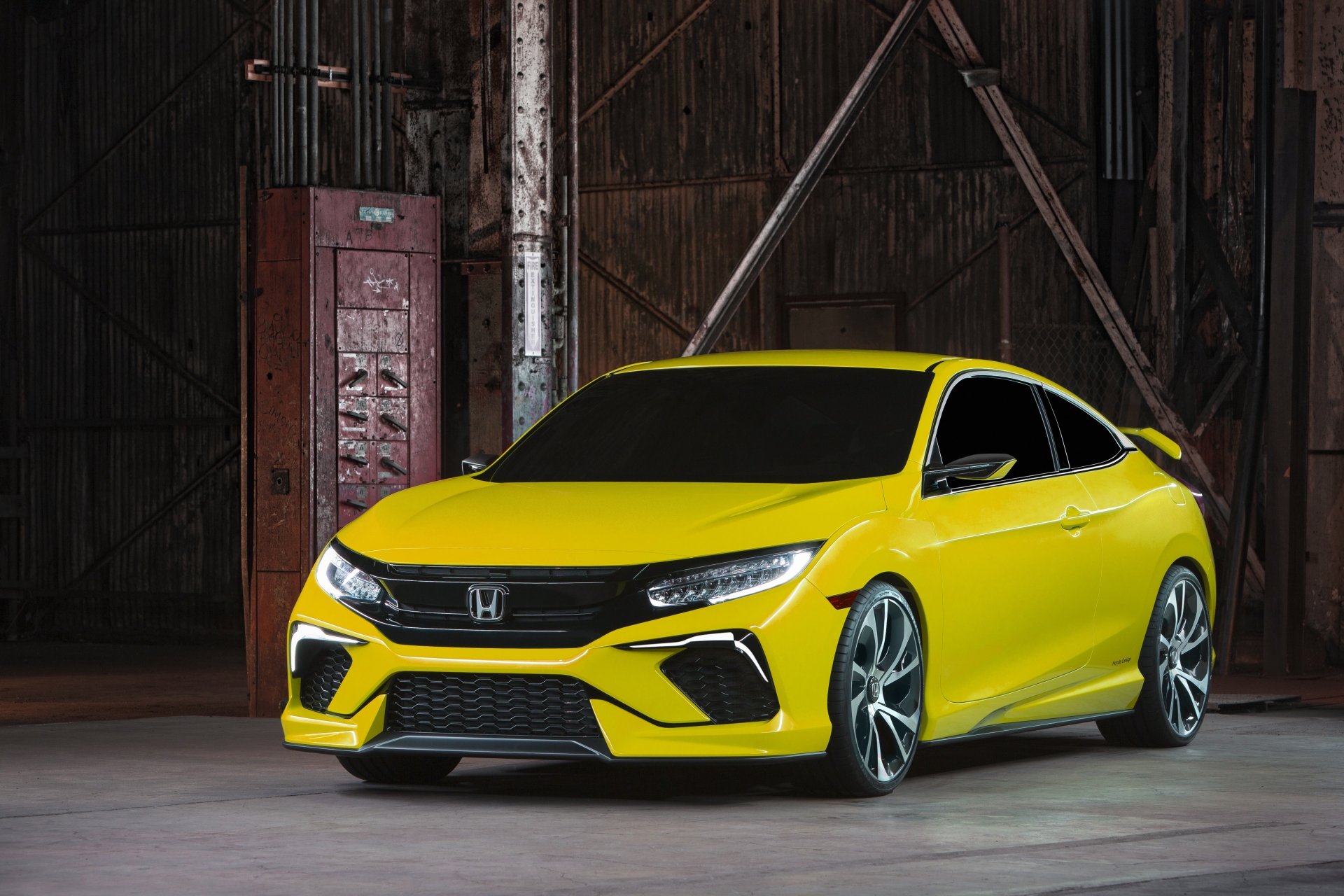 Download Yellow Car Compact Car Car Honda Vehicle Honda Civic 4k Ultra