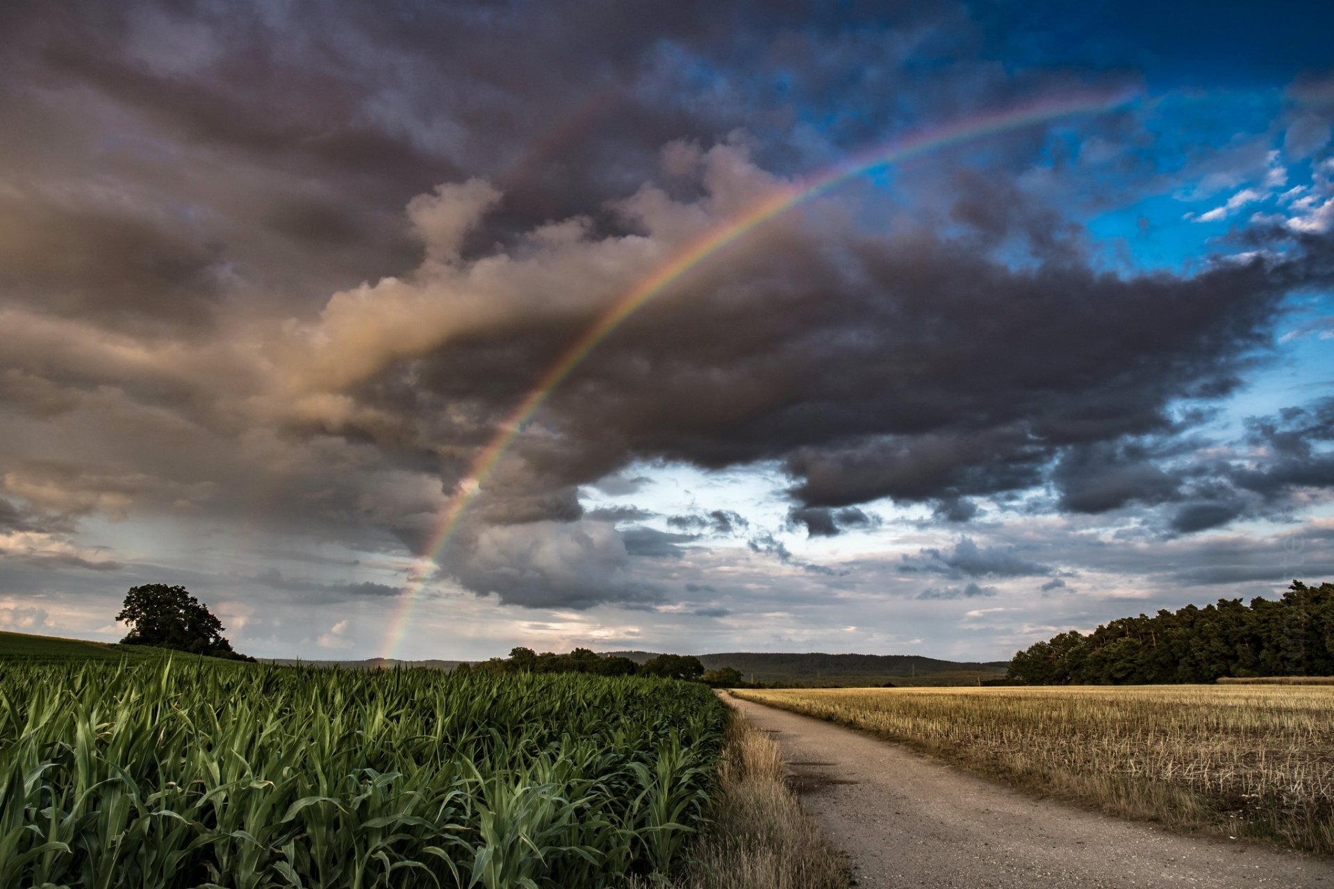 Download Nature Cloud Field Rainbow HD Wallpaper | 2048x1365 ...
