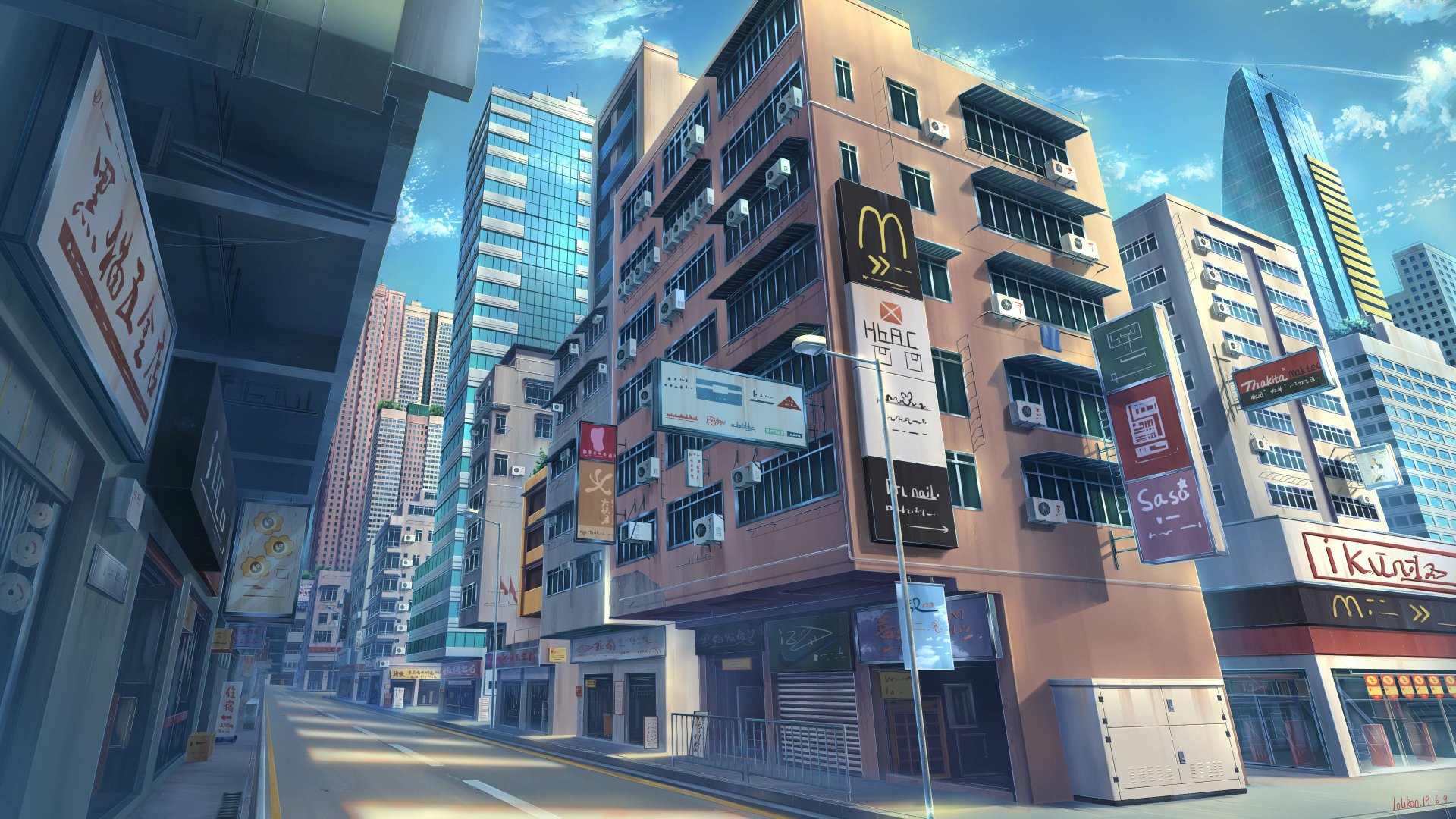 4K Ultra HD Anime Cityscape Street by 黒猫