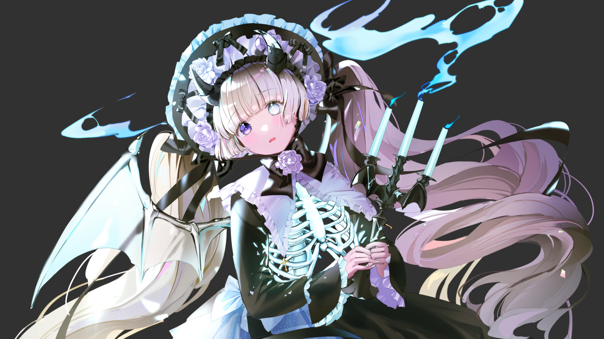 Anime Heterochromia Muse: Ethereal Bones HD Wallpaper