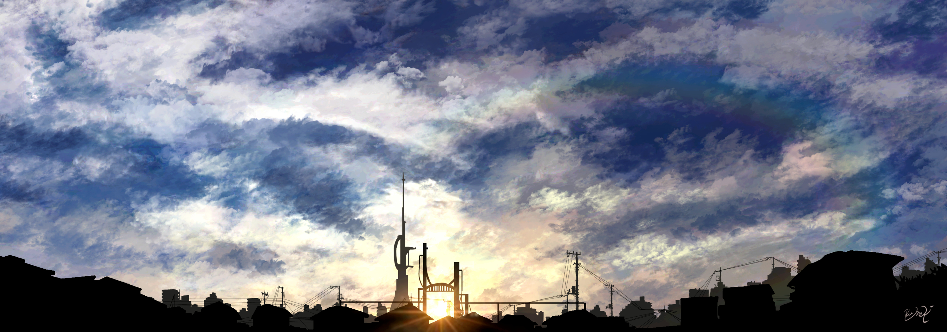 Download City Sunset Anime Original Anime Sunset HD Wallpaper by クメキ