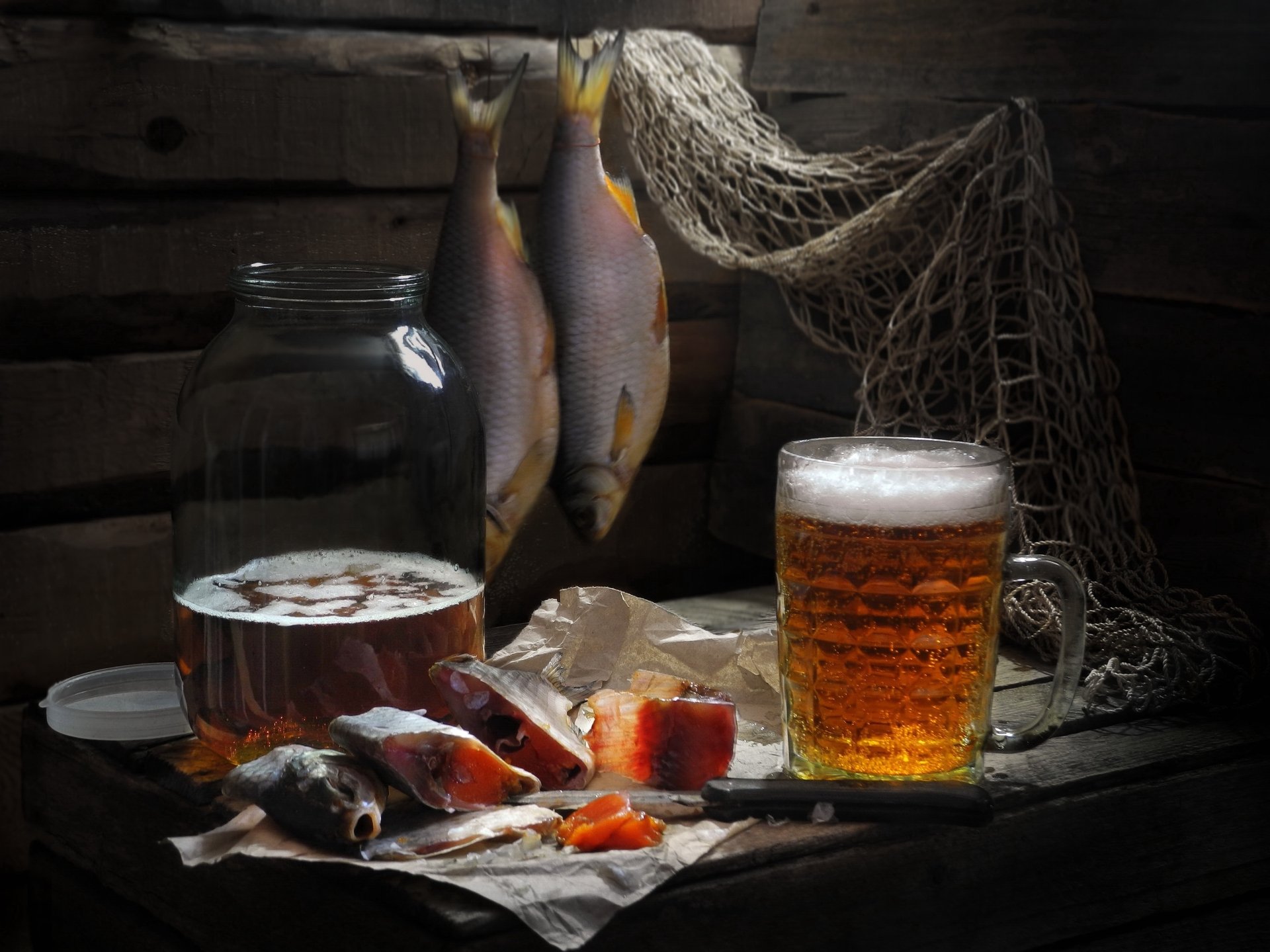 Download Alcohol Drink Fish Beer Photography Still Life HD Wallpaper