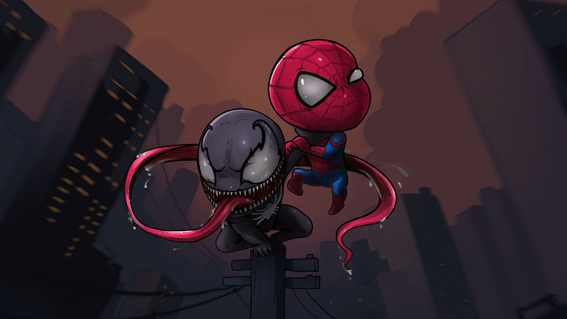 Download Chibi Venom Comic Spider Man HD Wallpaper