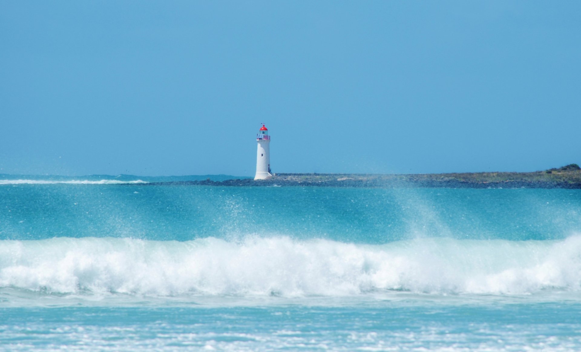 Download Wave Sea Ocean Man Made Lighthouse Ocean Waves HD Wallpaper