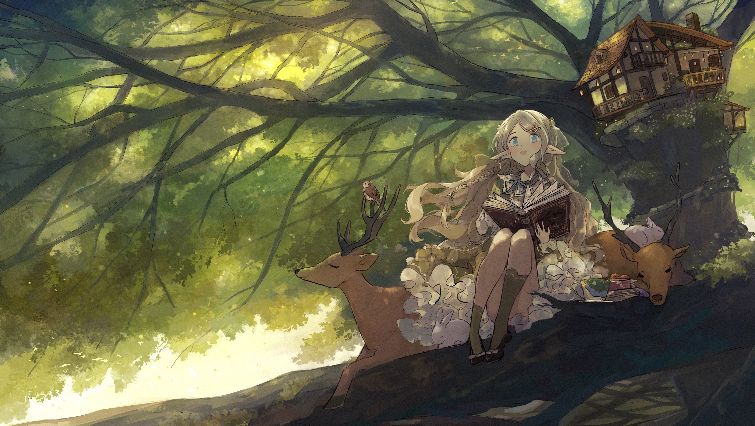 Download Forest Deer Anime Original Anime Forest HD Wallpaper by Axle