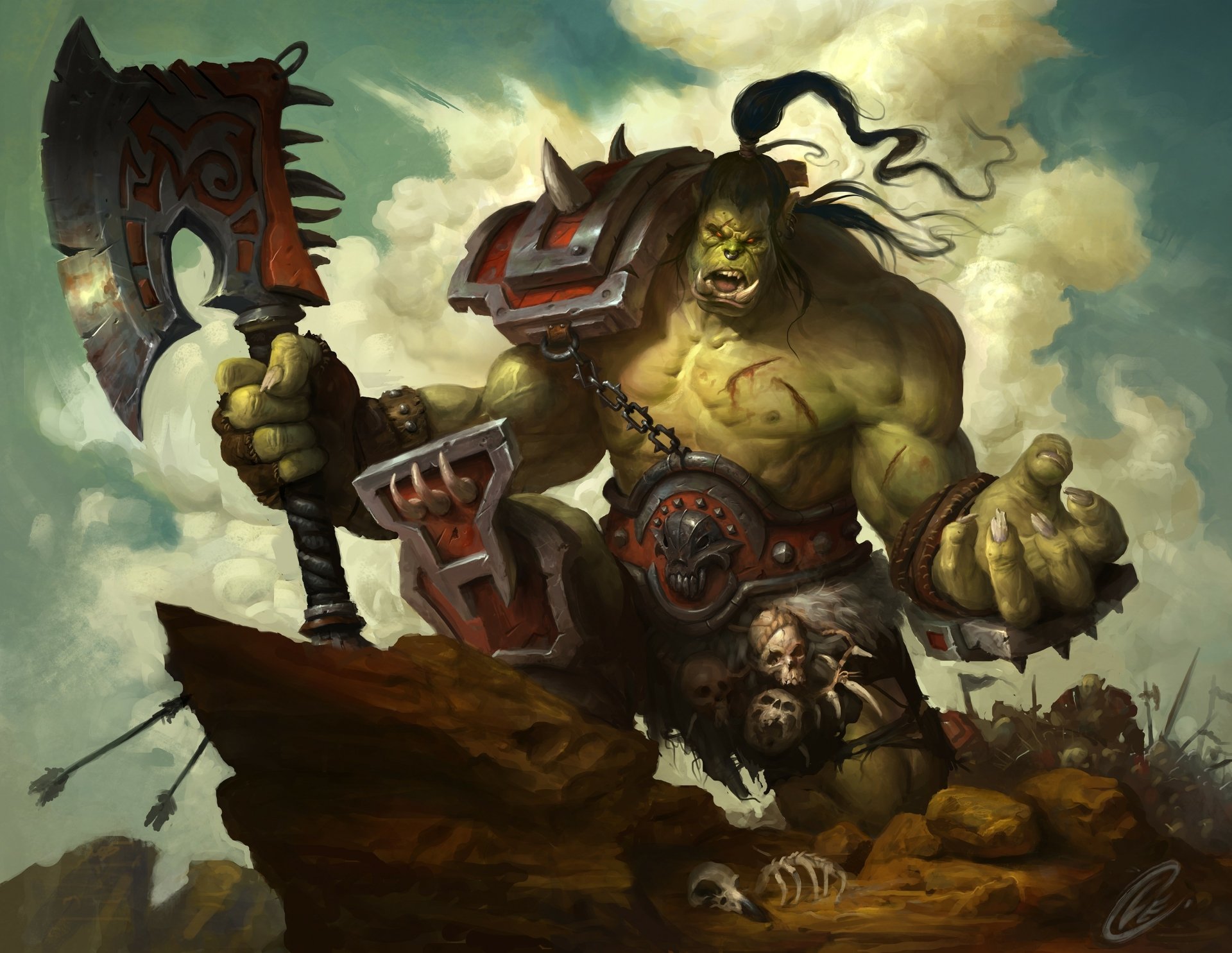Epic Warcraft Orc HD Wallpaper: Fierce Warrior Ready for Battle by Cole ...