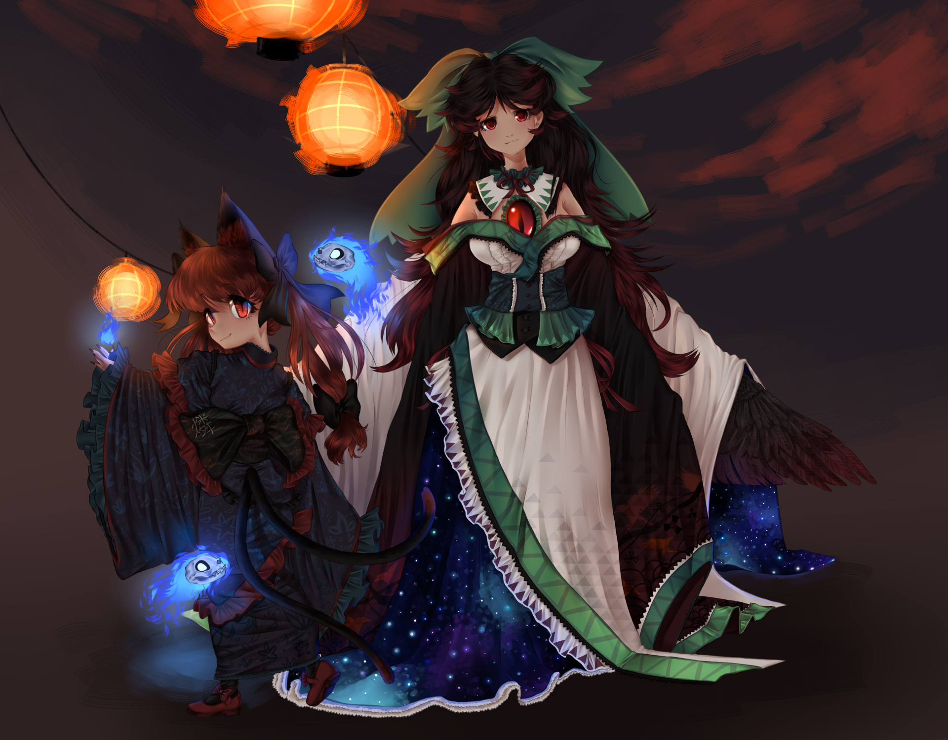 Download Utsuho Reiuji Rin Kaenbyou Anime Touhou HD Wallpaper by 莠憐嘵子