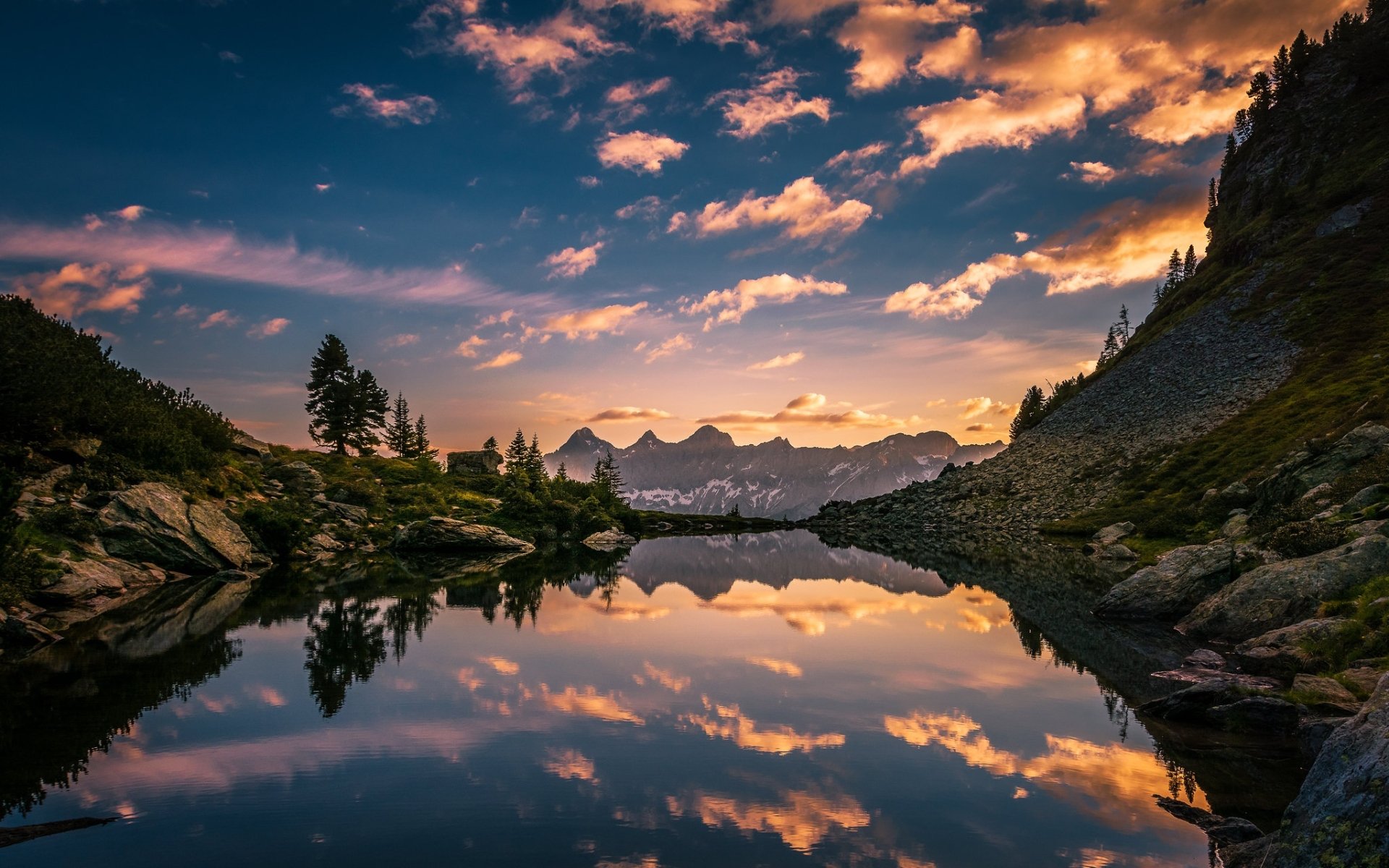 Alpine Dawn Reflection — Austrian Alps Mirror Lake