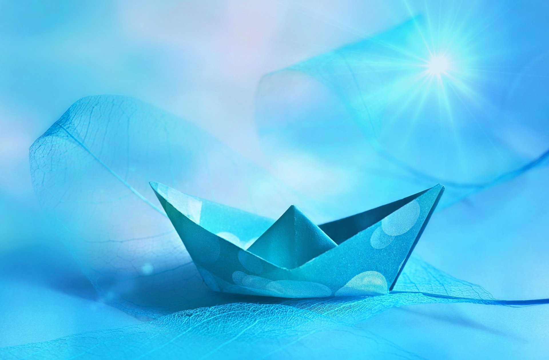Origami Blue Boat HD Wallpaper