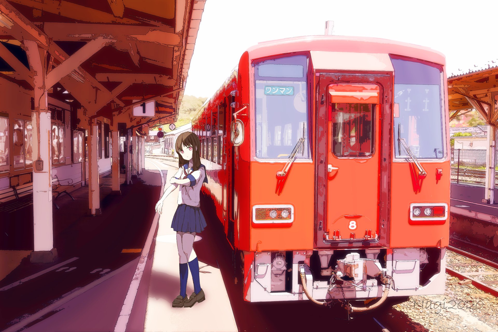 Download Train Station Anime Train Anime Train HD Wallpaper by くなどなぎ