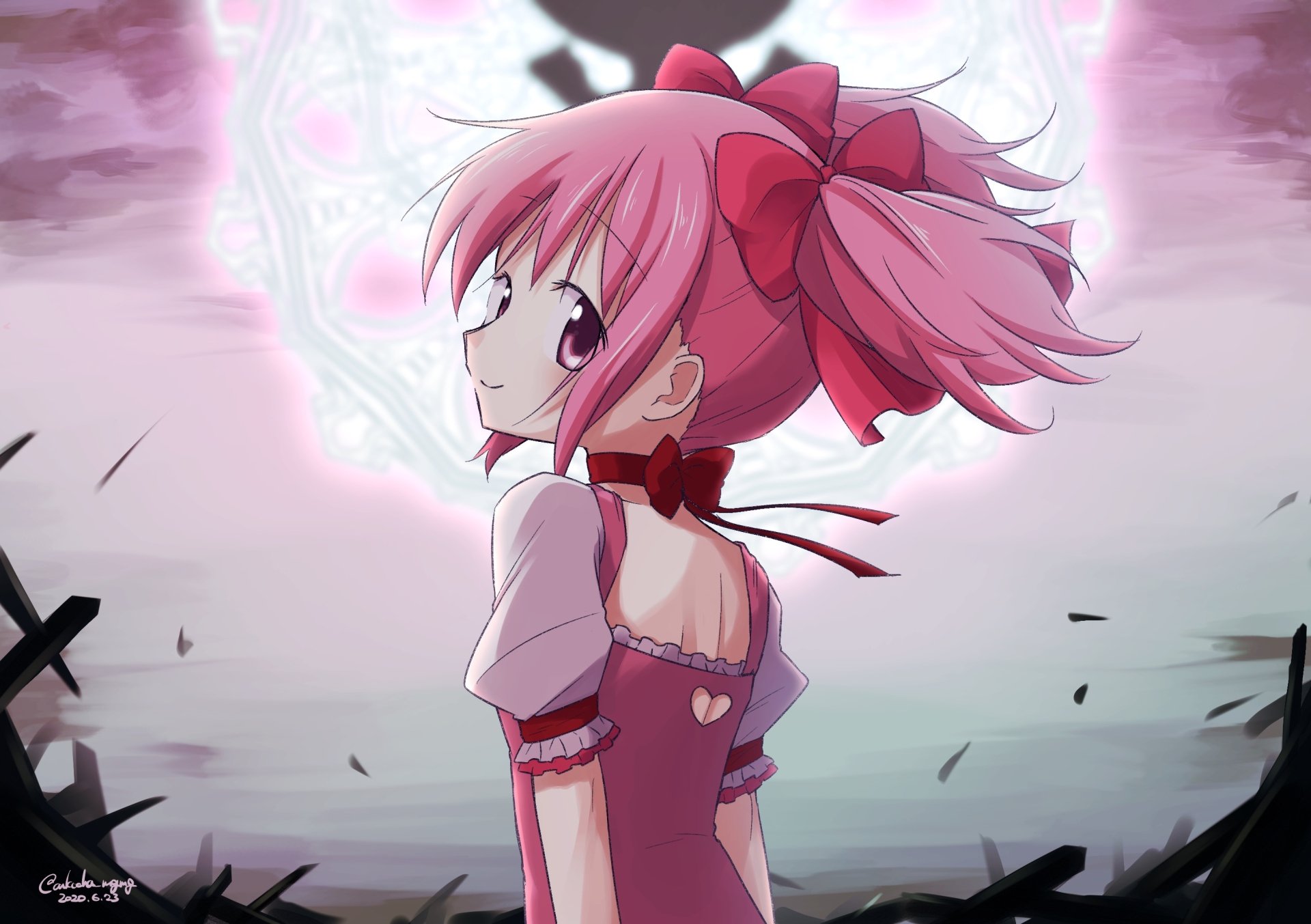 Madoka Kaname — Pink Eyes, Pink Hair | Puella Magi 2K Wallpaper by いとぅー ...