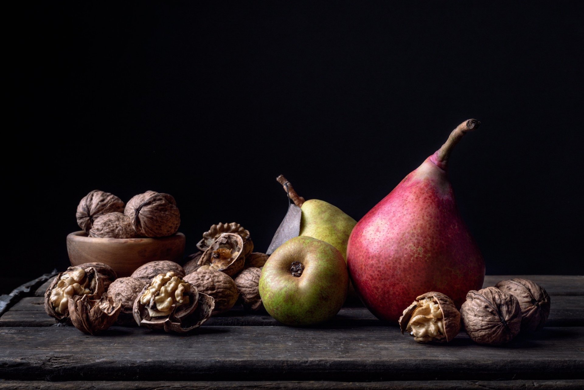 Download Walnut Pear Food Still Life HD Wallpaper