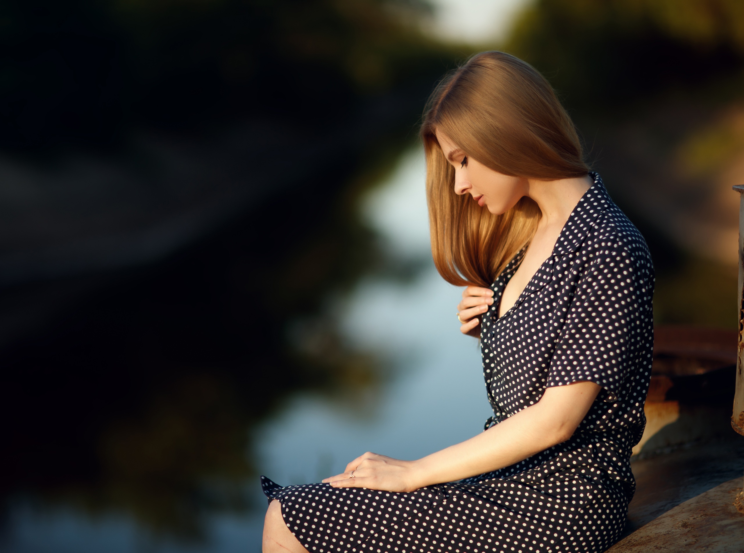 Download Dress Depth Of Field Redhead Model Woman Mood HD Wallpaper by ...