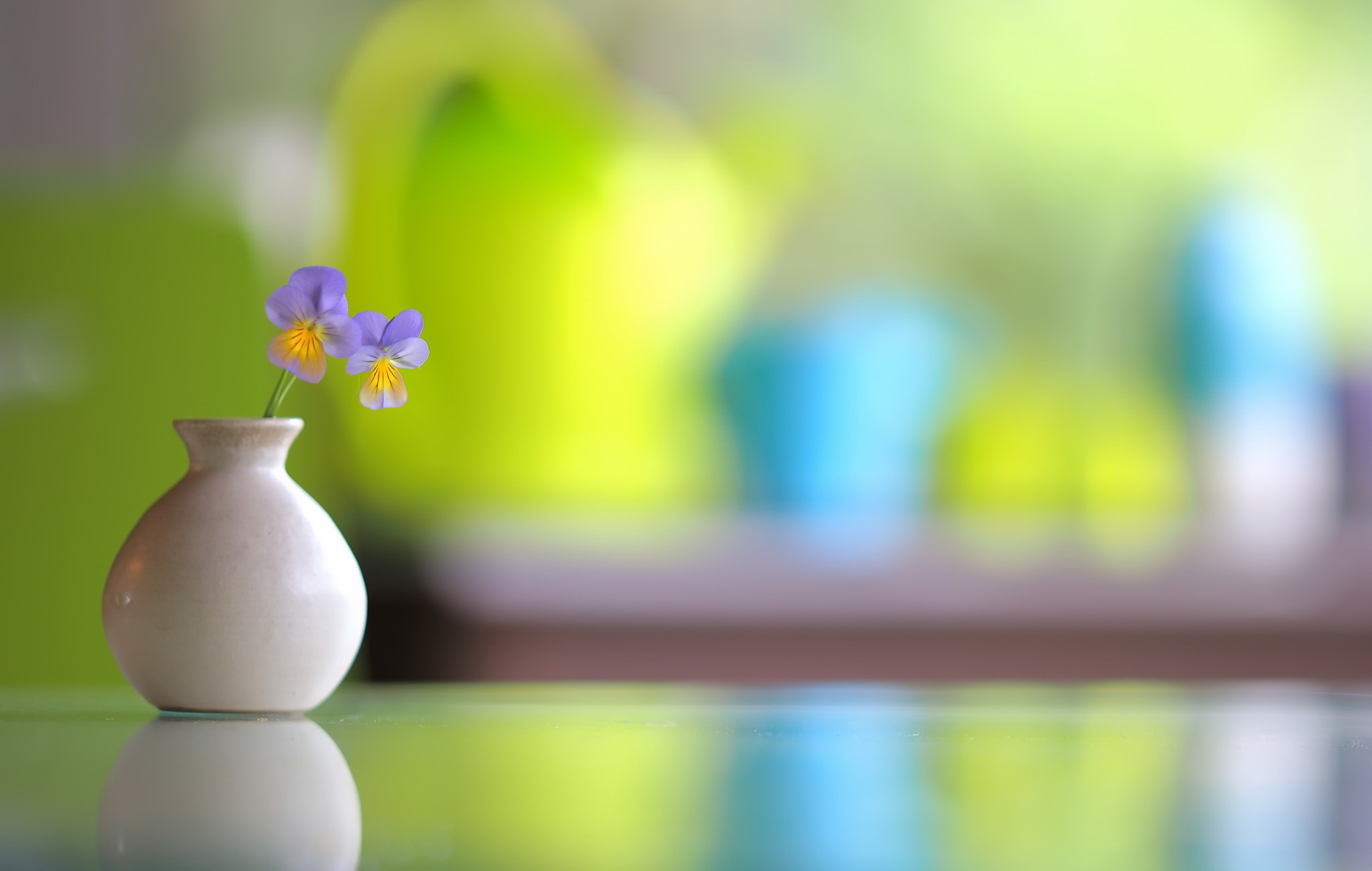 Download Vase Pansy Violet Man Made Flower HD Wallpaper