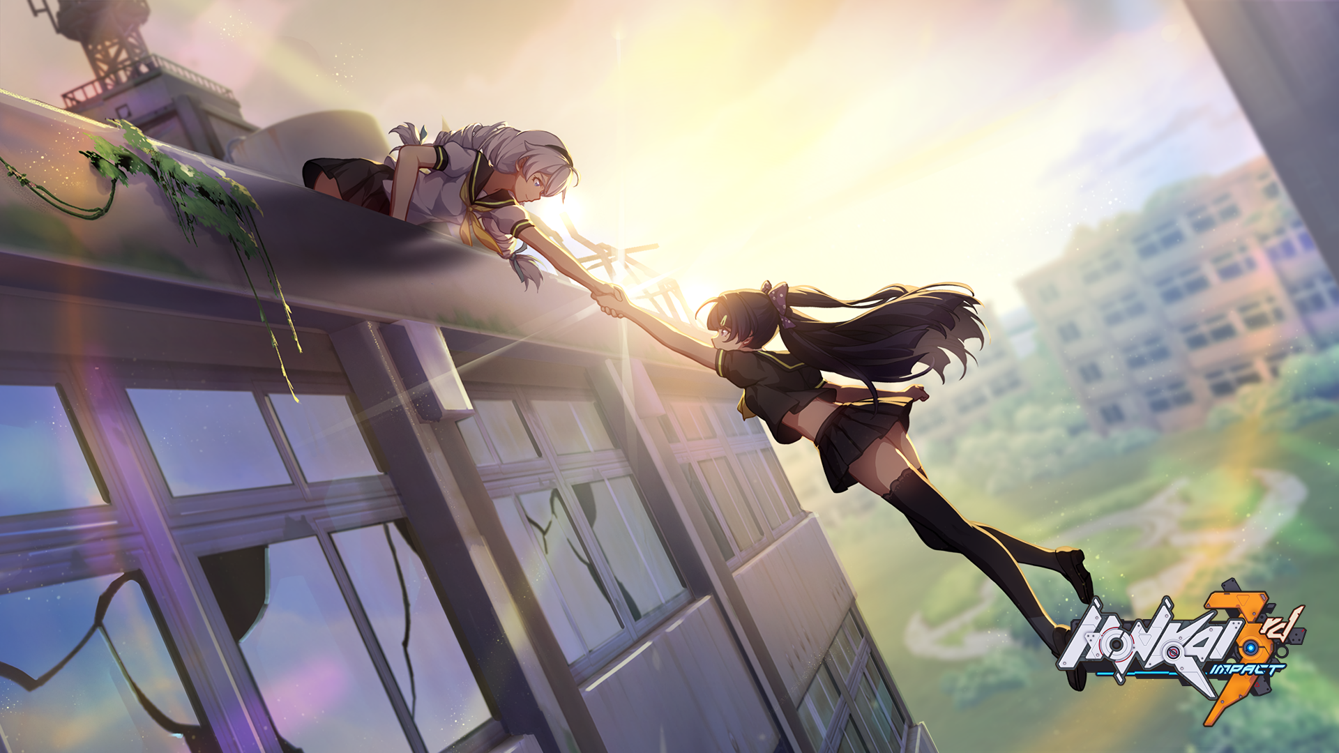 Download Skirt School Uniform White Hair Herrscher Of Thunder Kiana ...