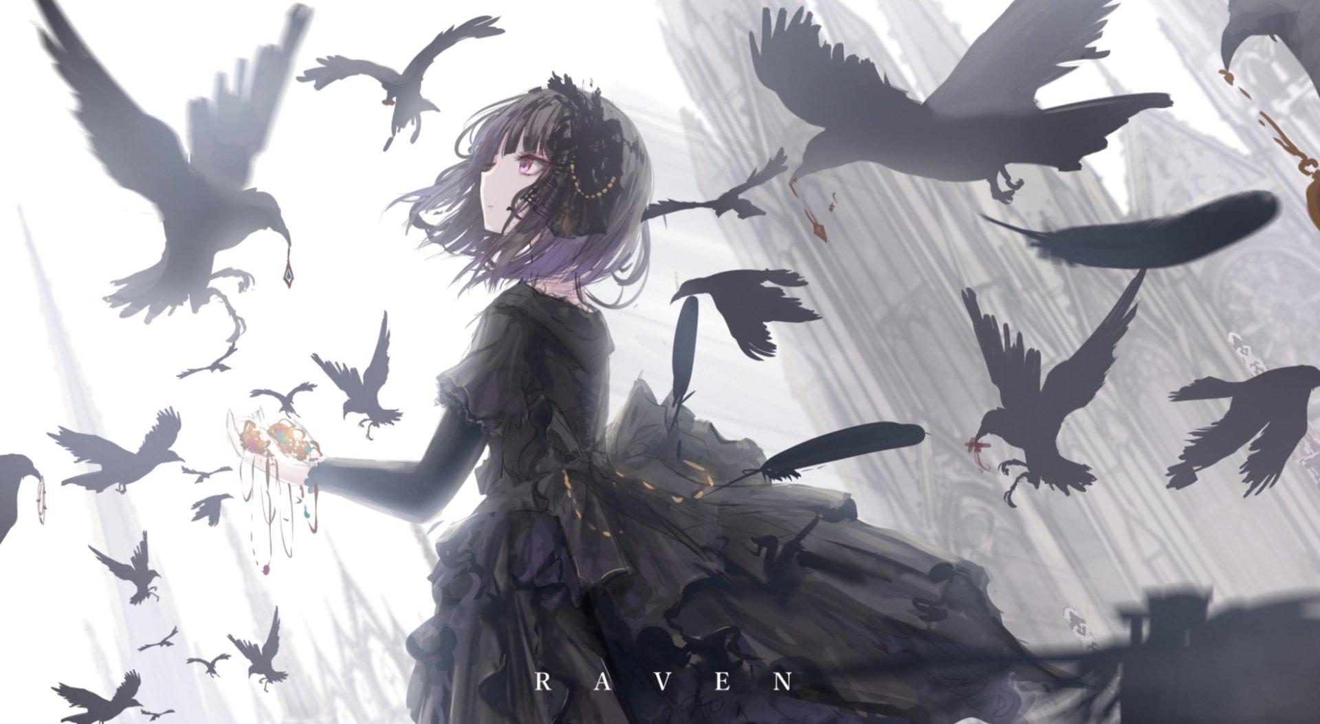 Midnight Raven — Original Anime HD Wallpaper (Black Dress) by MISSILE228
