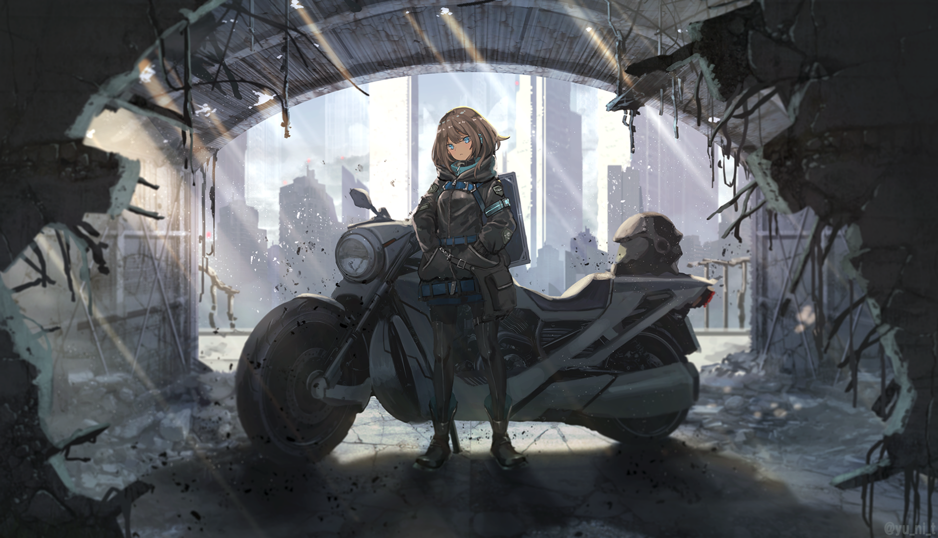 Download Motorcycle Anime Original Anime Motorcycle HD Wallpaper by ゆーにっと