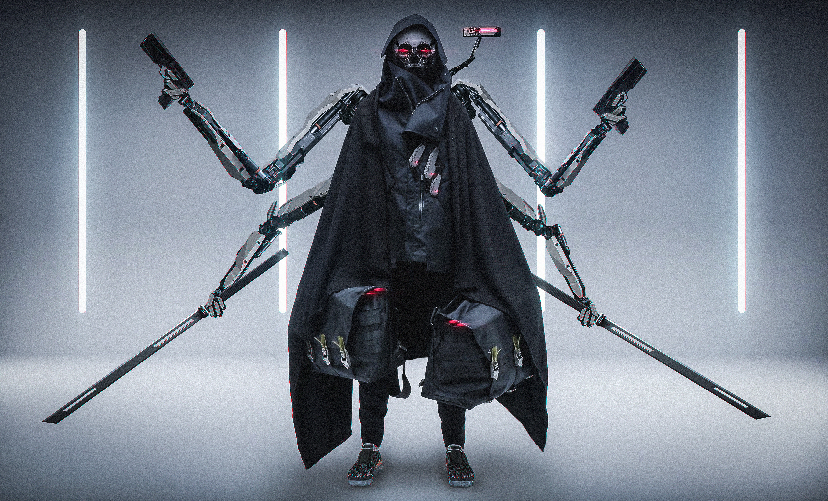 Download Sword Cyberpunk Sci Fi Warrior HD Wallpaper by Abrar Khan