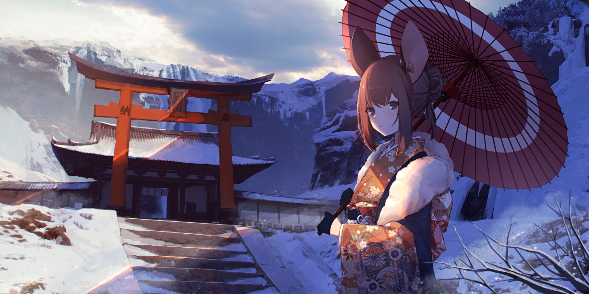 Snowy Temple Anime HD Wallpaper by sagiri