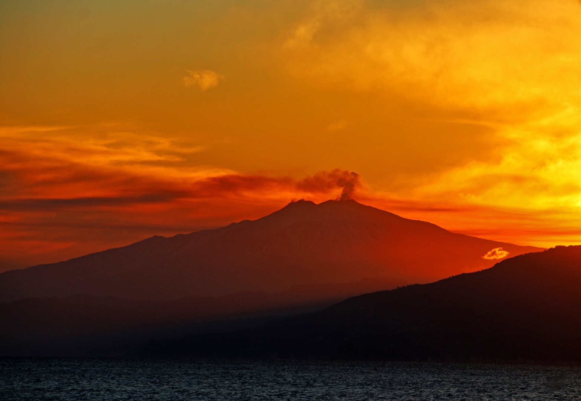 Download Sunset Italy Nature Volcano HD Wallpaper