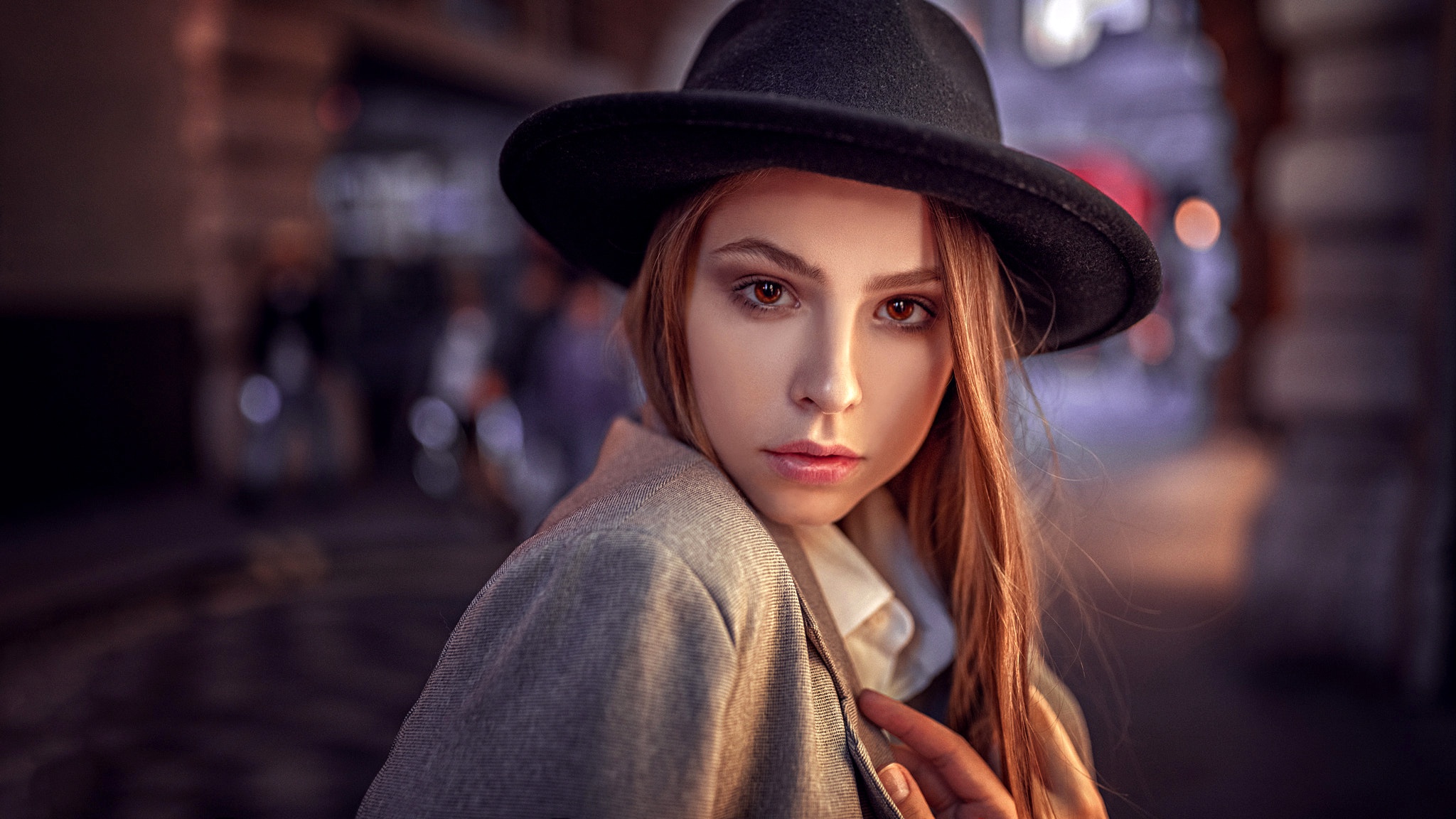 Download Depth Of Field Redhead Brown Eyes Hat Maria Gushchina Woman ...
