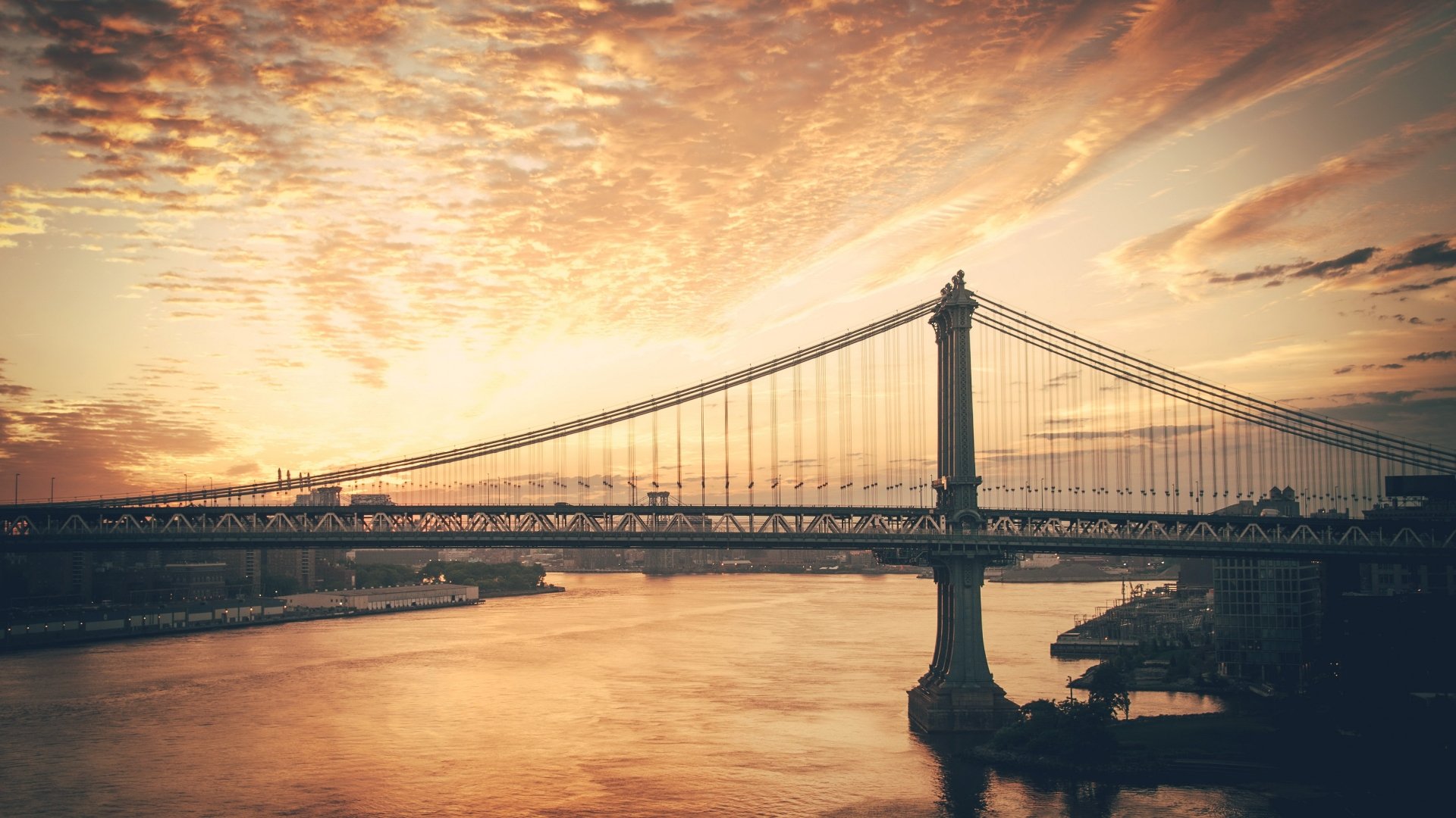 Download Sunrise New York City Man Made Bridge 4k Ultra HD Wallpaper