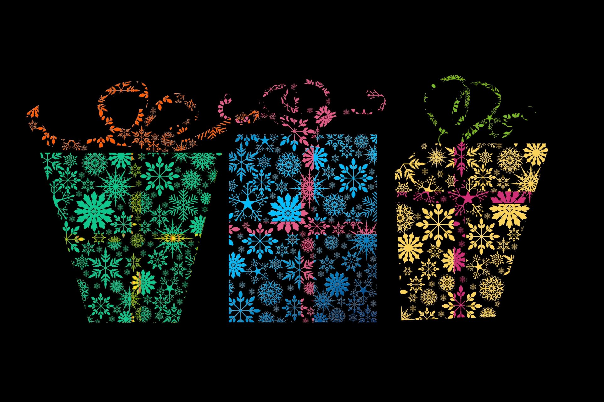 Download Box Gift Snowflake Abstract Pattern 4k Ultra HD Wallpaper