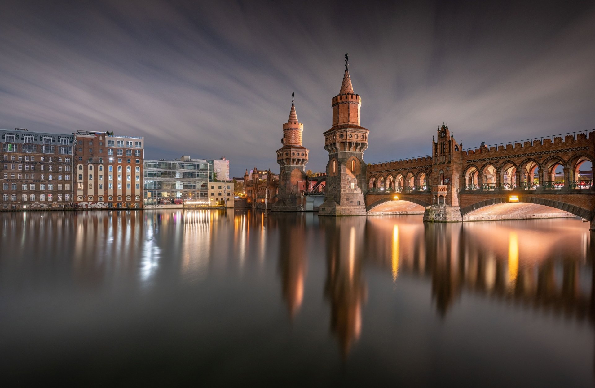 Download Spree Oberbaum Bridge Berlin Germany Building River Reflection ...