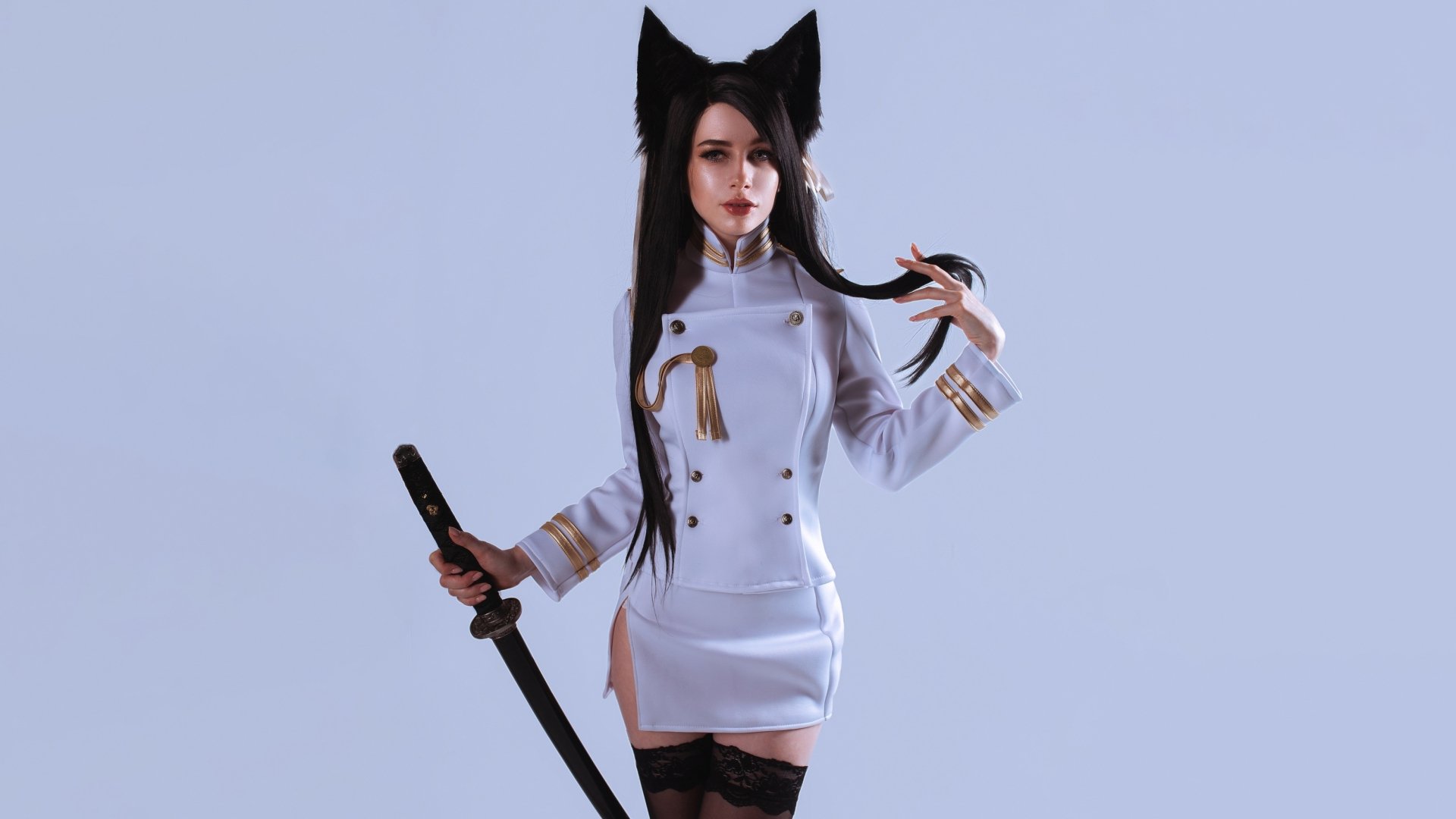Download Brunette Atago (Azur Lane) Azur Lane Woman Cosplay HD Wallpaper