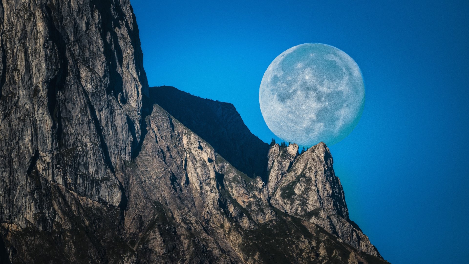 Download Night Mountain Sky Nature Moon HD Wallpaper