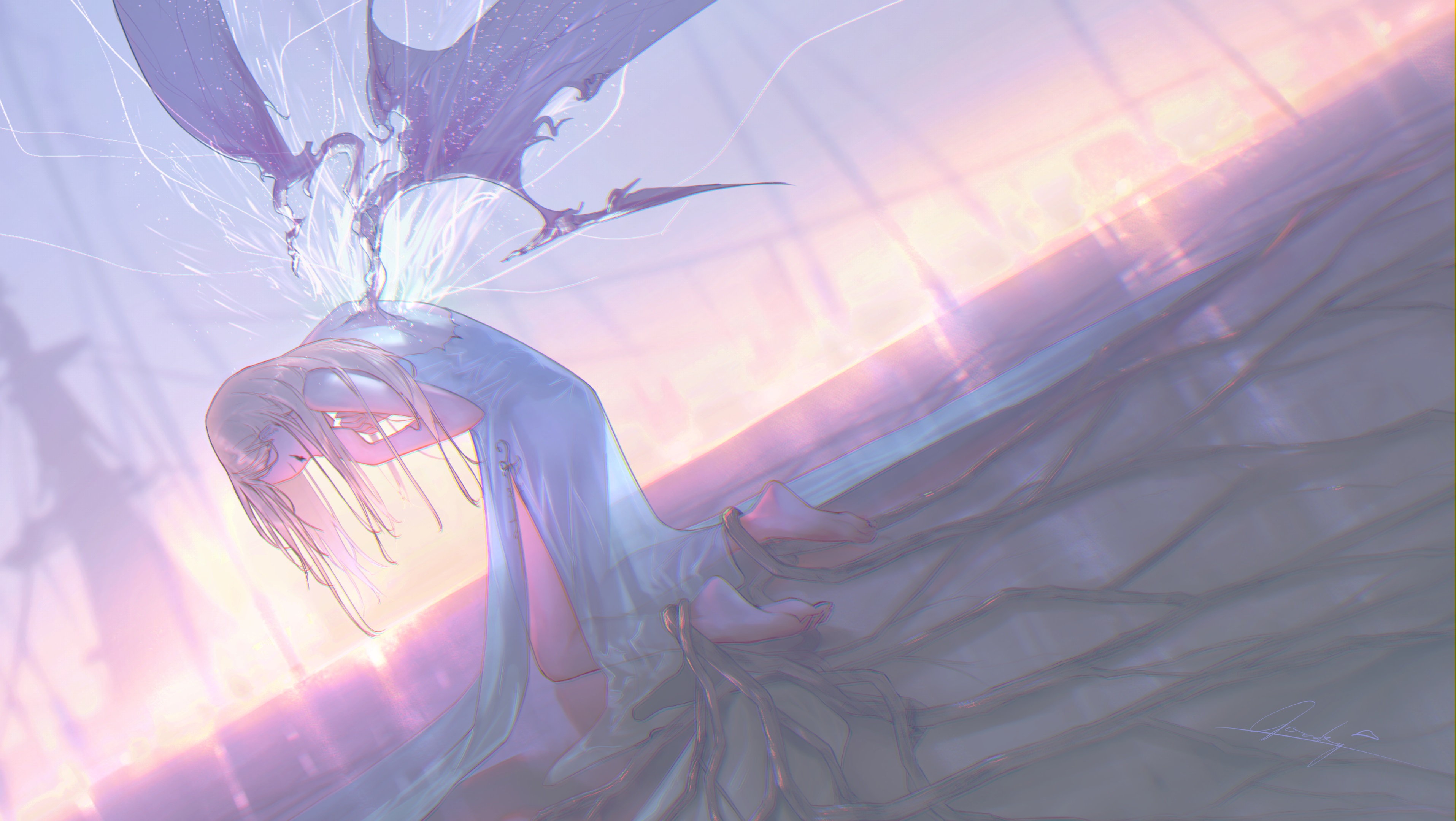 Anime Girl Falling Backwards