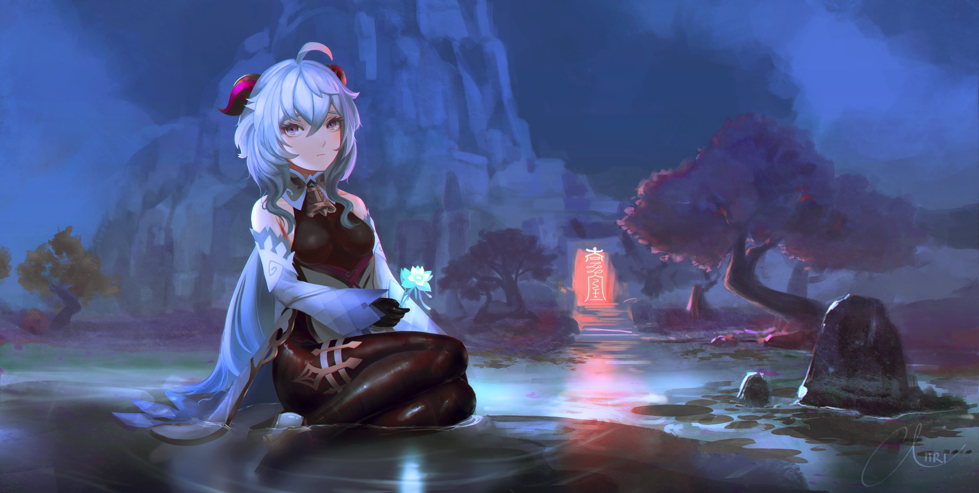 Ganyu with Blue Hair - Genshin Impact HD Wallpaper by Anri