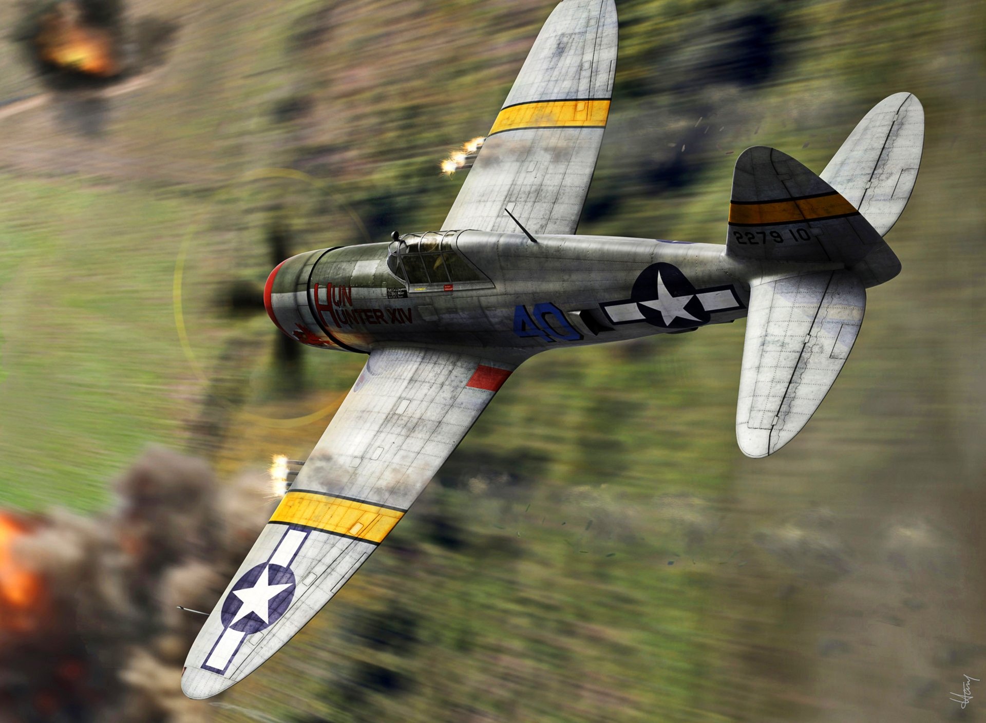 Download Warplane Aircraft Military Republic P-47 Thunderbolt HD Wallpaper