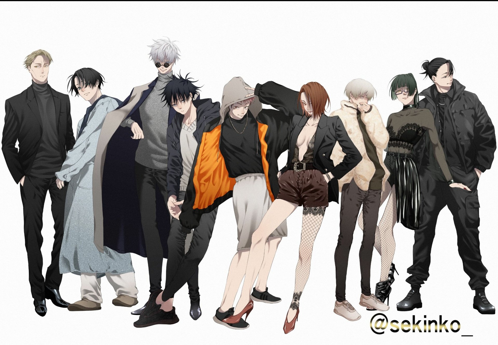 Jujutsu Kaisen HD Wallpaper featuring Iconic Characters by せきんこ