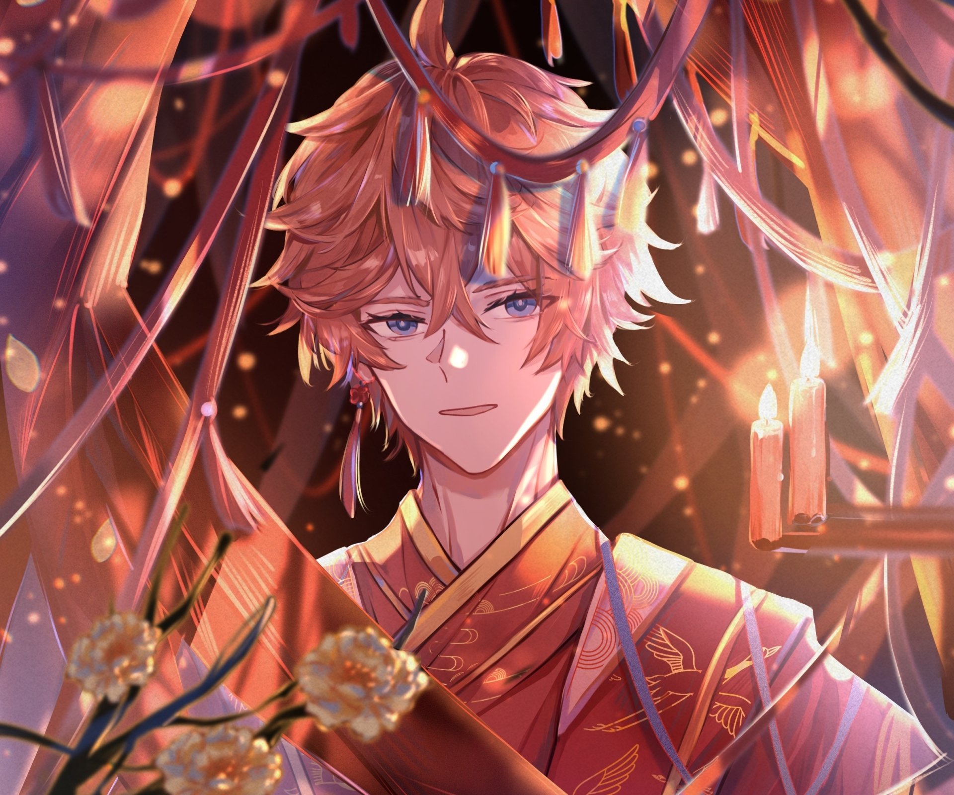 Tartaglia’s Blue Gaze: Stunning HD Genshin Impact Wallpaper by crisptaros